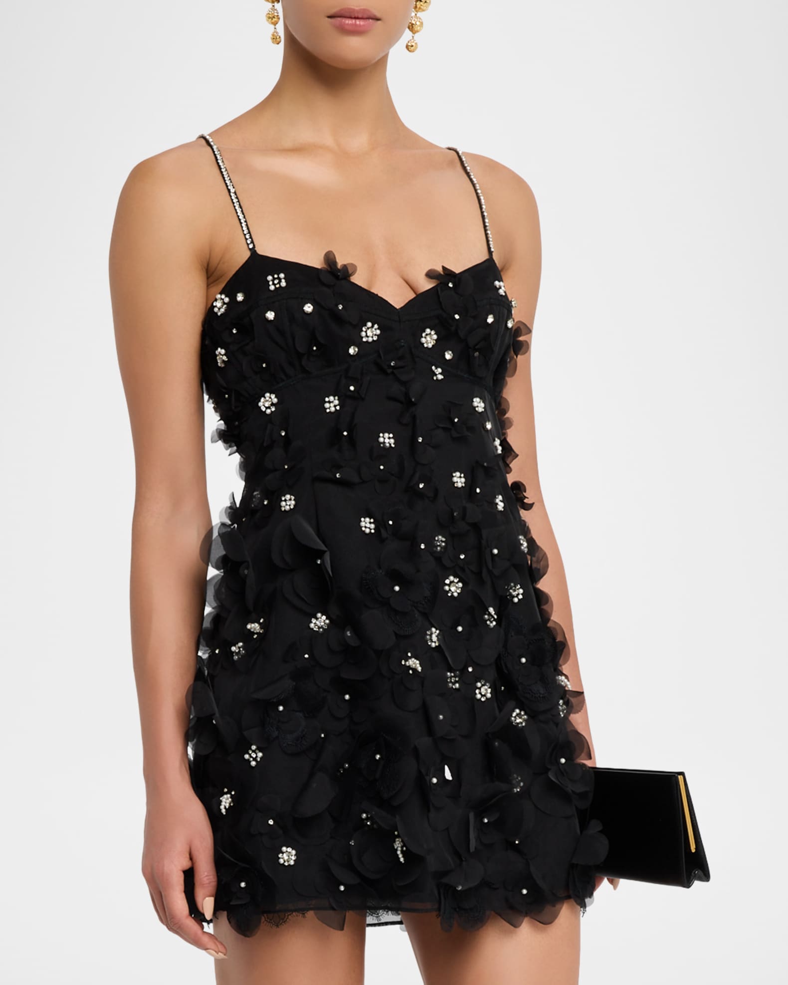 LoveShackFancy Ambessa Embellished Organza Mini Dress | Neiman Marcus