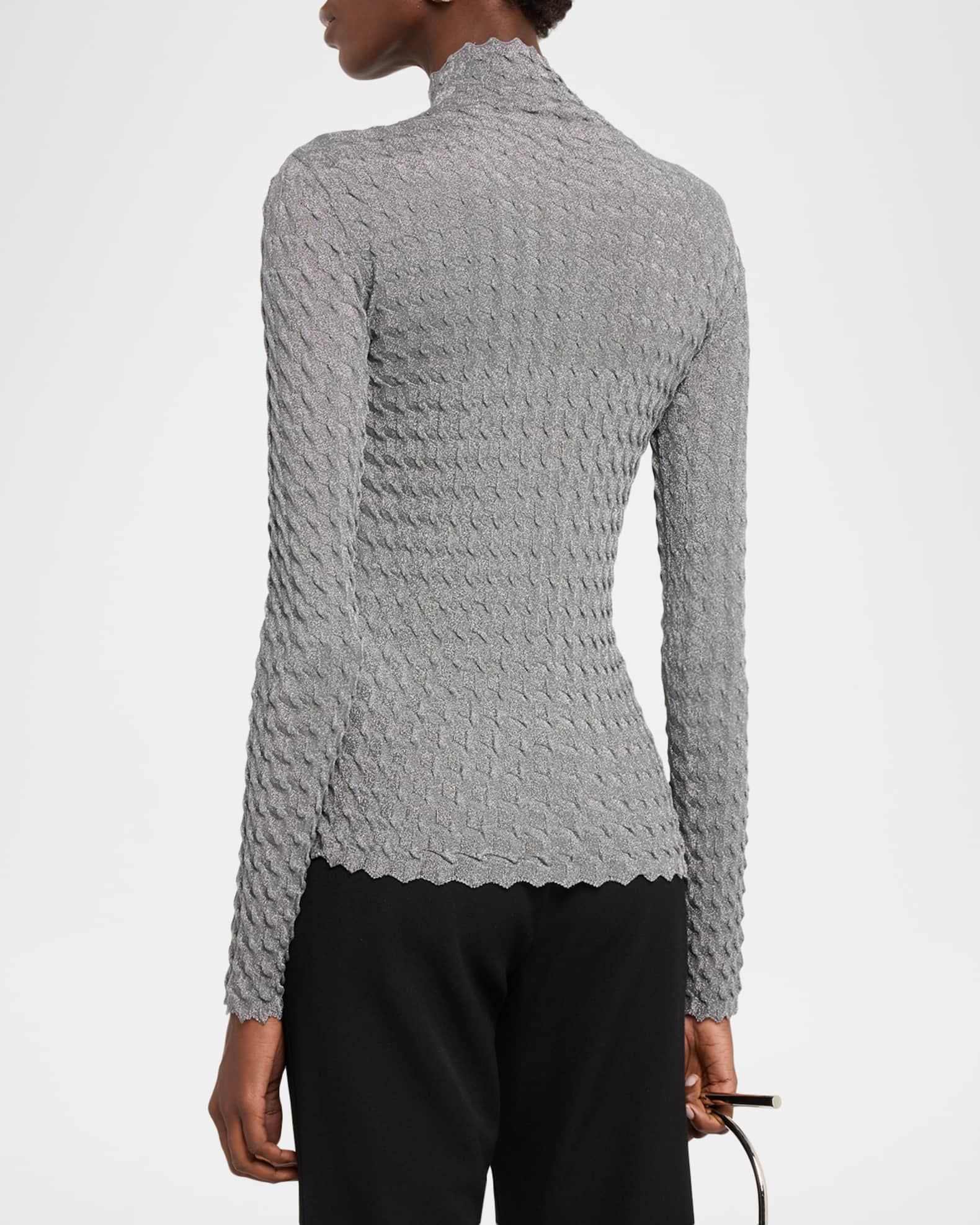 Emporio Armani Mock-Neck Textured Shimmer Knit Sweater | Neiman Marcus