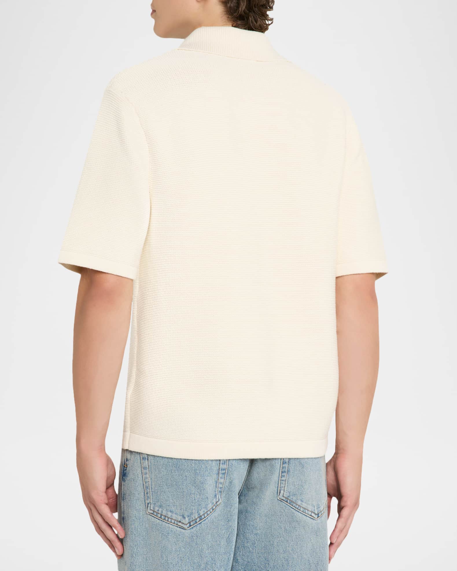 Reiss Men's Langton Textured Johnny Collar Polo Shirt | Neiman Marcus