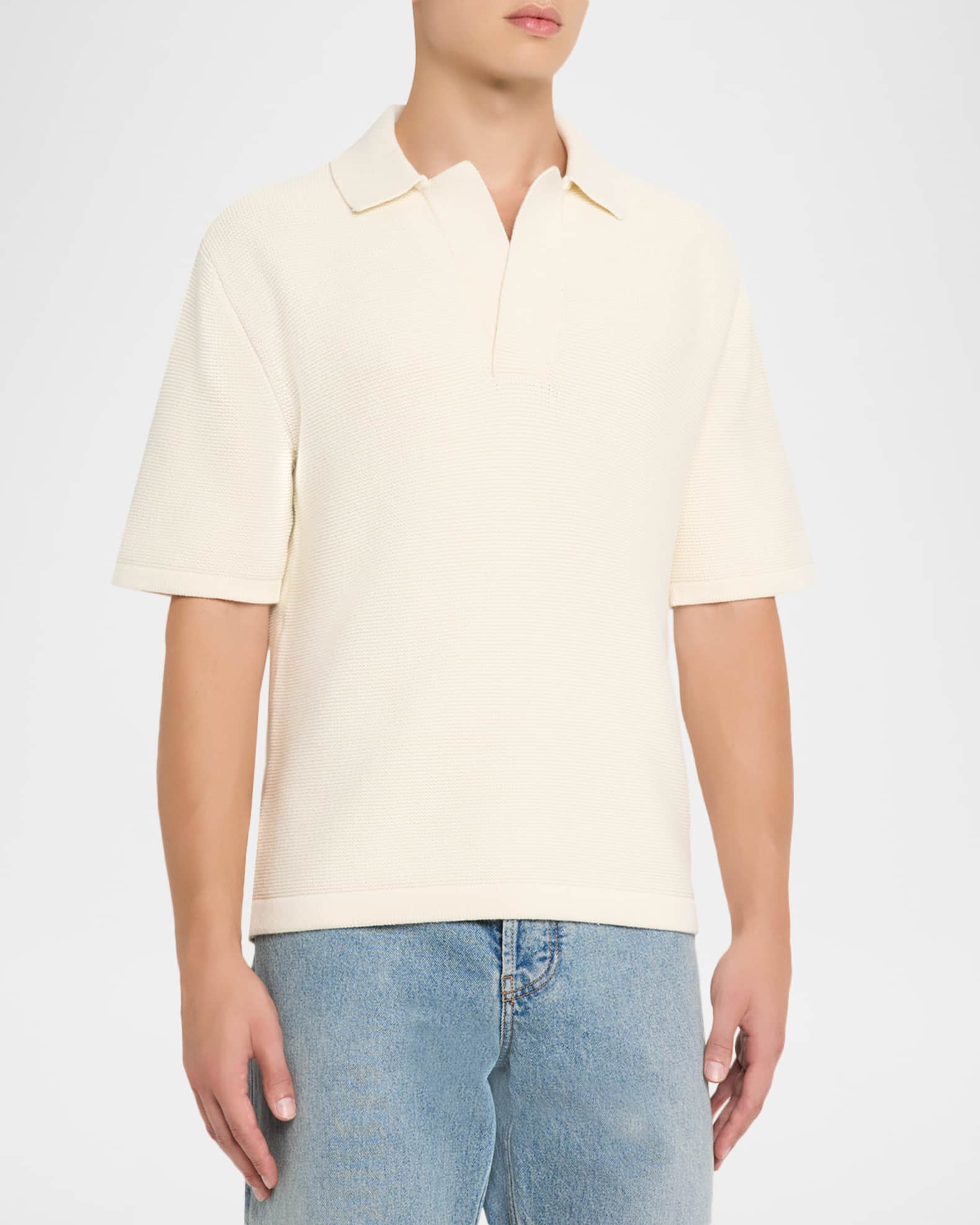 Reiss Men's Langton Textured Johnny Collar Polo Shirt | Neiman Marcus