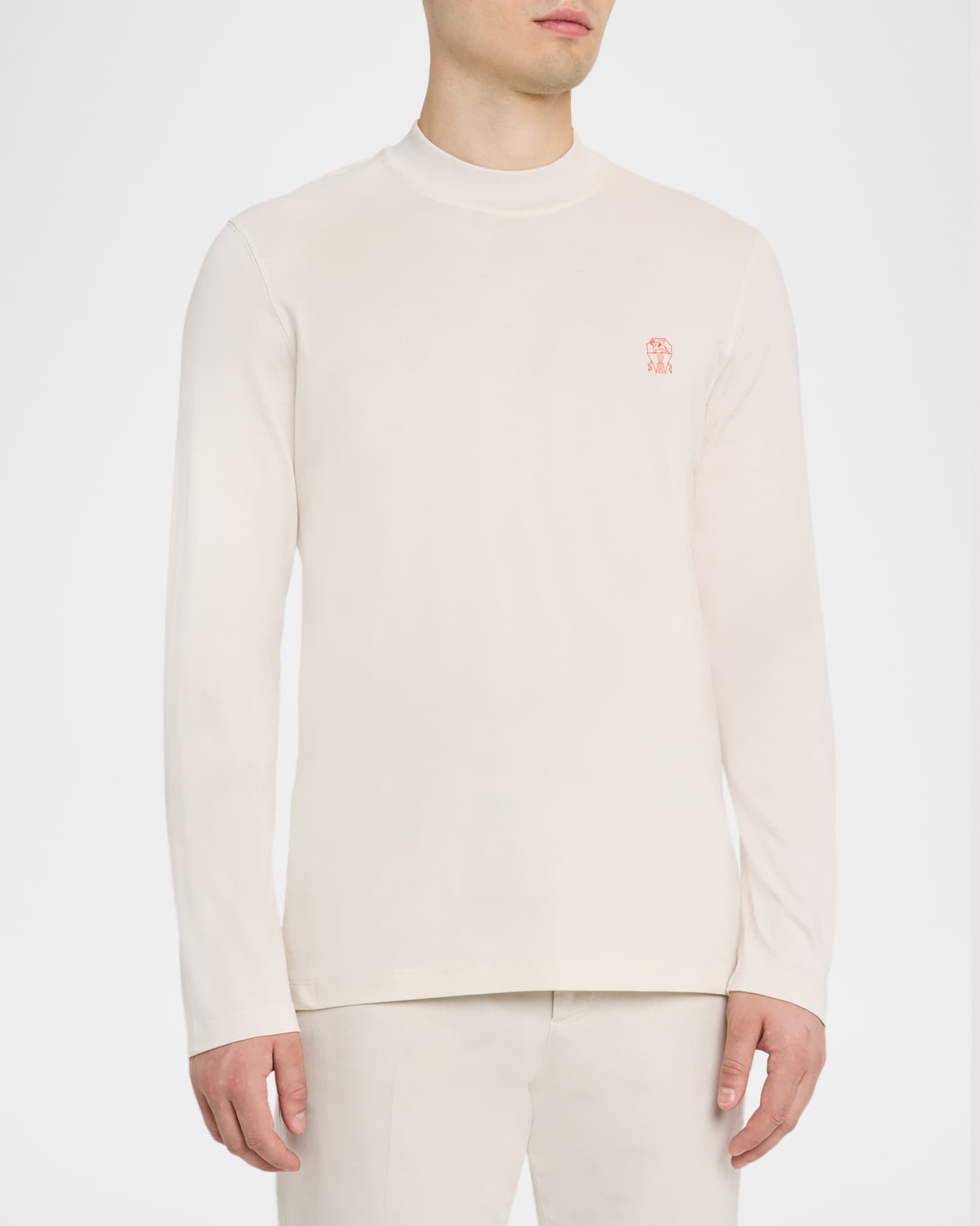 Brunello Cucinelli Men's Mock-Neck Long-Sleeve T-Shirt | Neiman Marcus