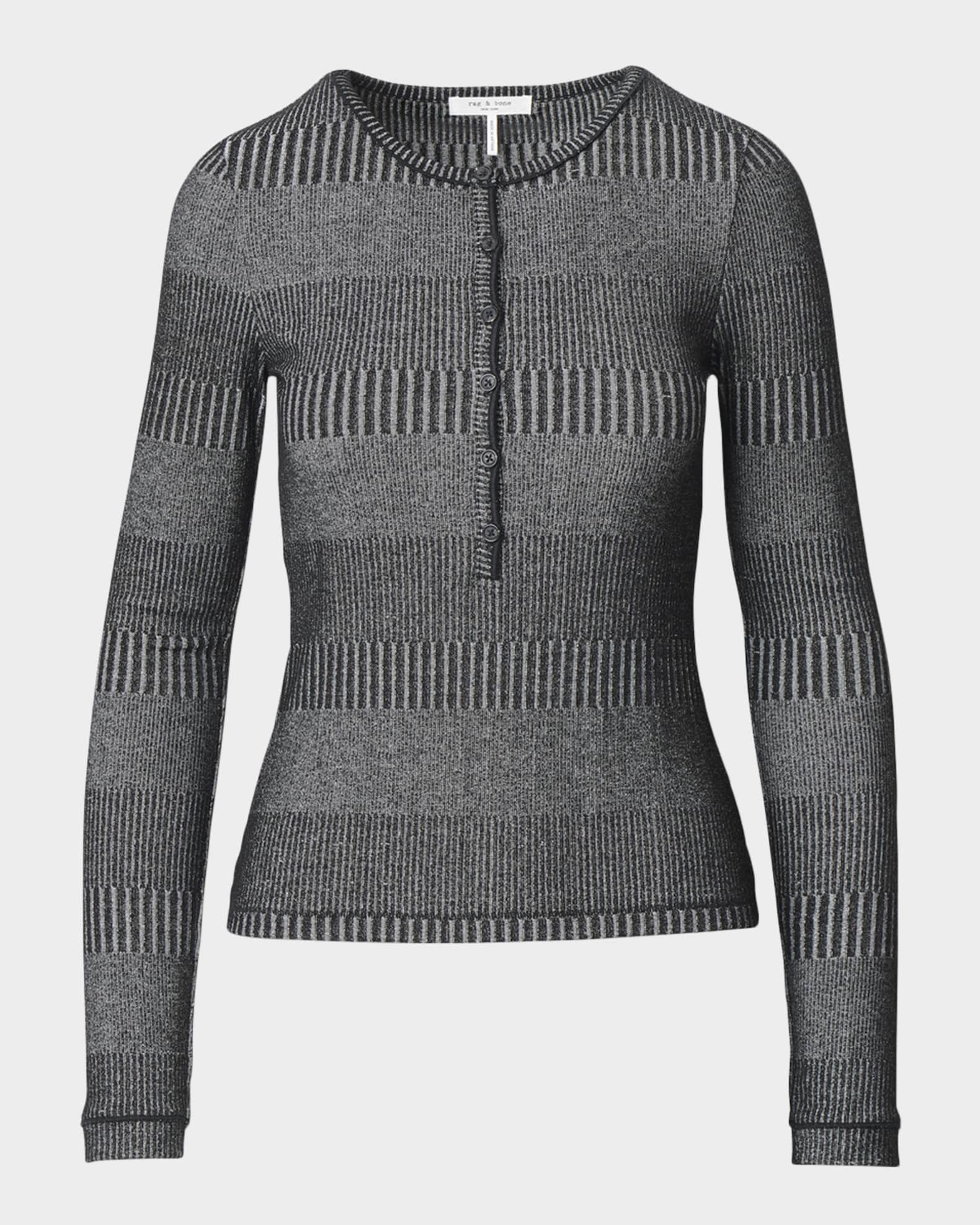 Rag & Bone The Knit Two-Tone Henley Top | Neiman Marcus