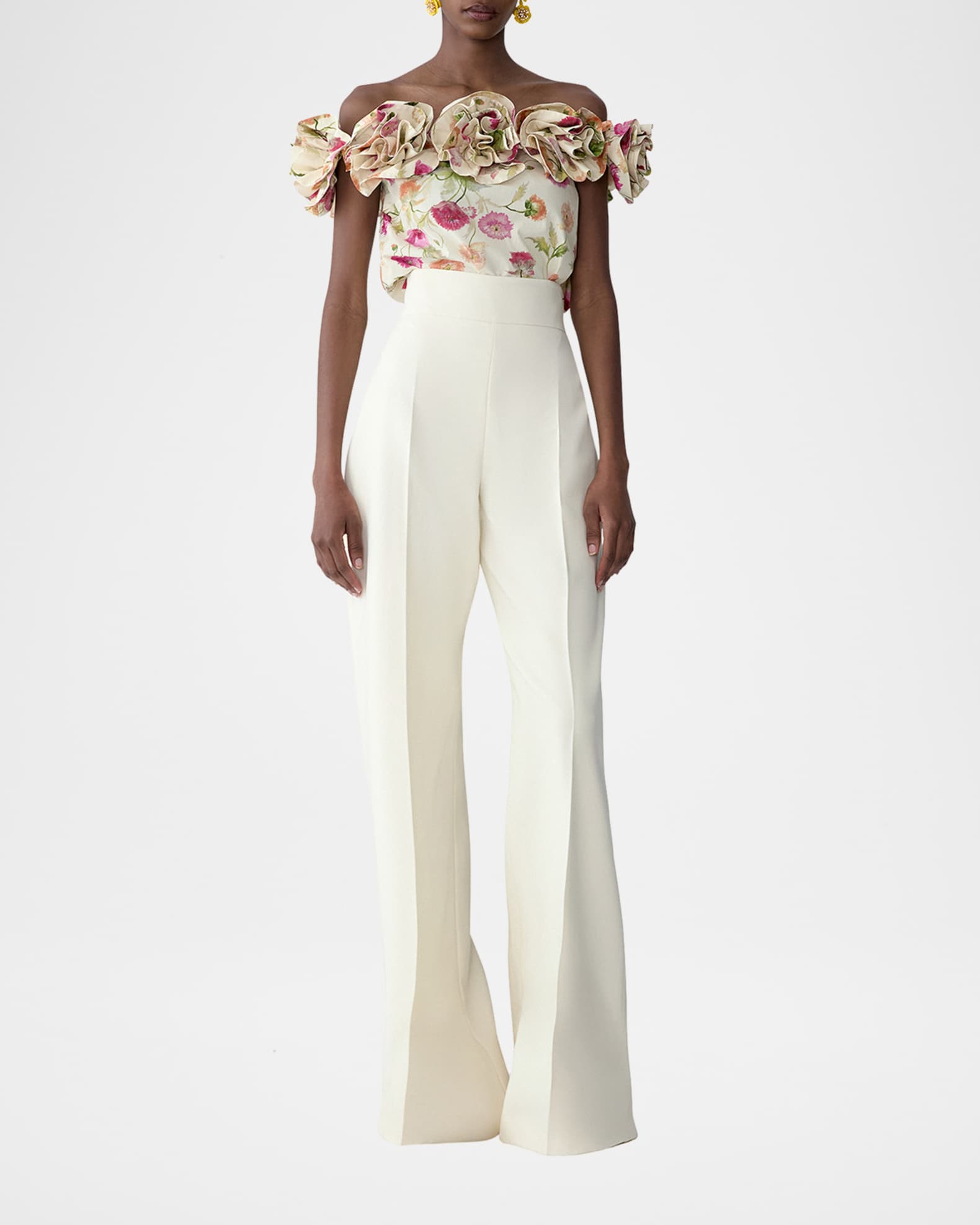 Carolina Herrera Diane High-Rise Wool Wide-Leg Pants | Neiman Marcus
