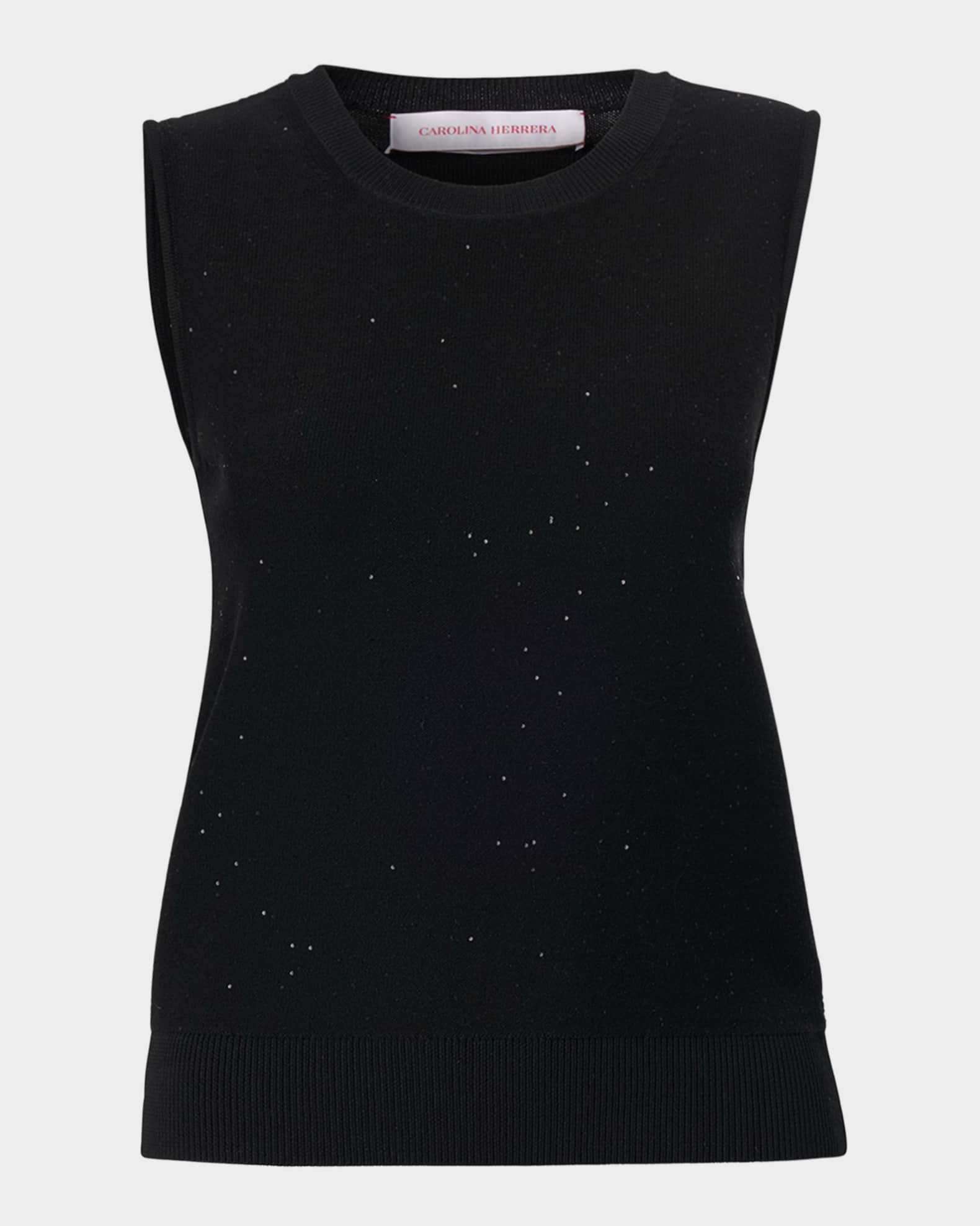 Carolina Herrera Sequined Wool-Blended Tank Top | Neiman Marcus