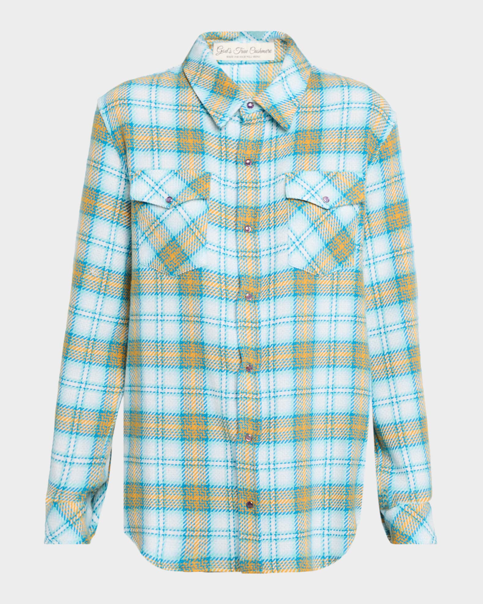 God's True Cashmere Freedom Tartan Cashmere Flannel Shirt | Neiman Marcus