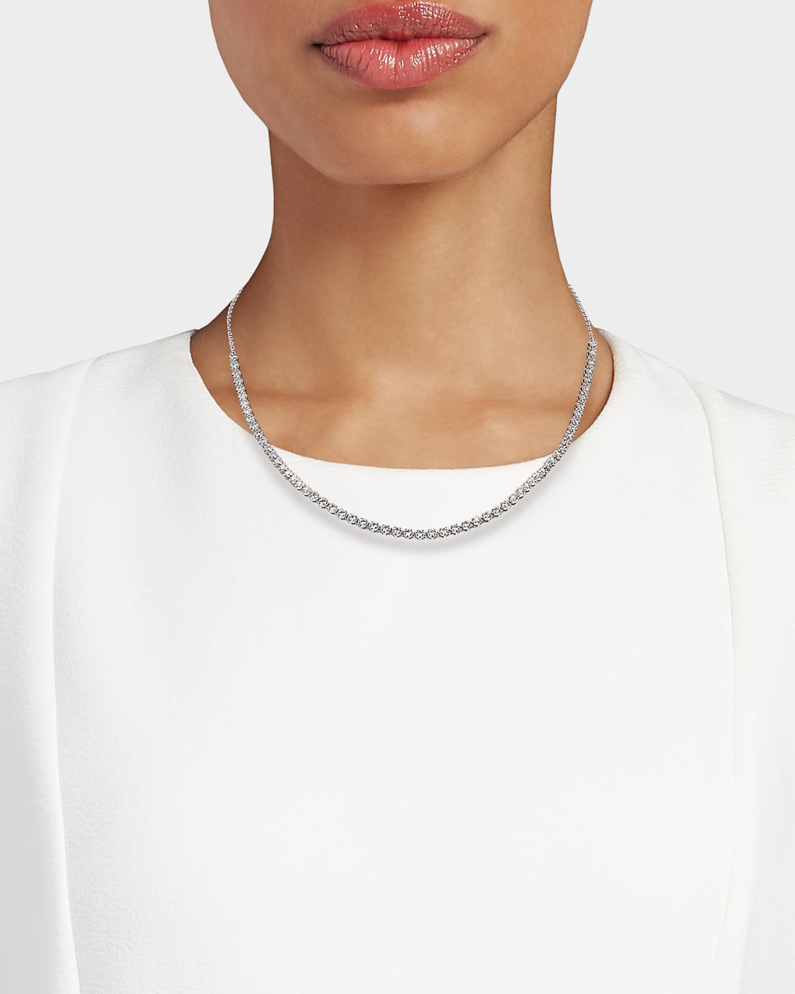 Roberto Coin 18K White Gold Diamond Tennis Necklace, 2.0tcw | Neiman Marcus