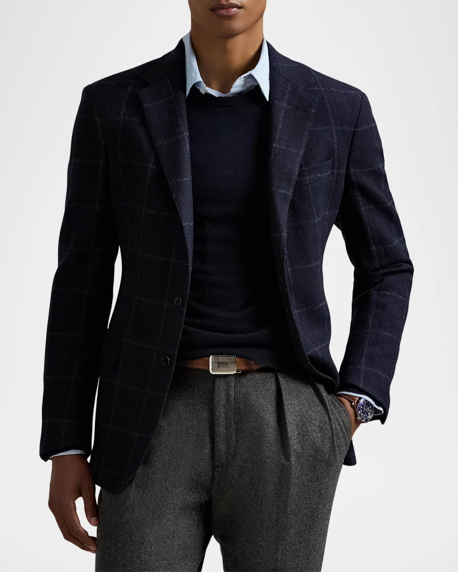 Polo Ralph Lauren Men's Windowpane Wool Tweed Two-Button Sport Coat ...