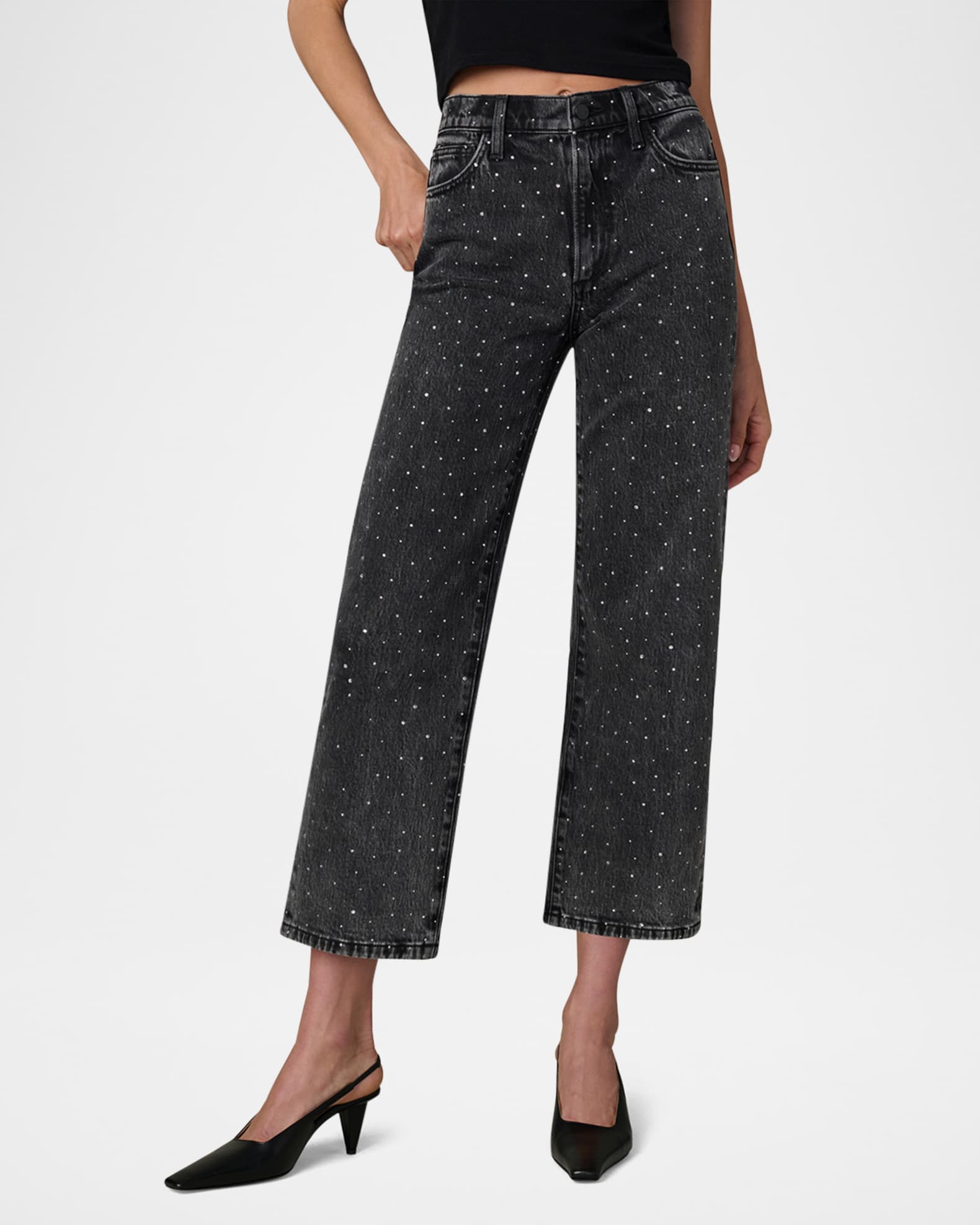 Joe's Jeans The Blake Embellished Wide-Leg Crop Jeans | Neiman Marcus