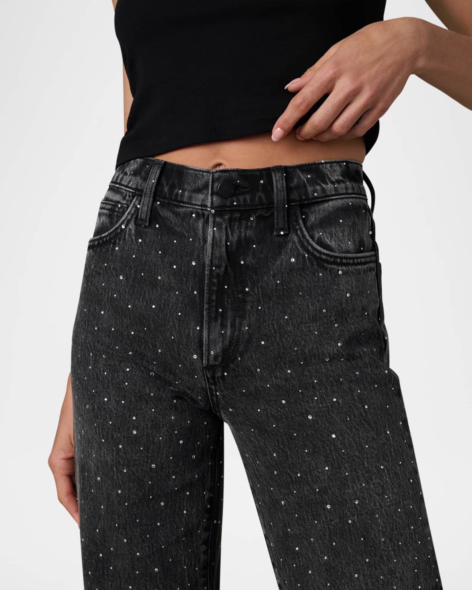 Joe's Jeans The Blake Embellished Wide-Leg Crop Jeans | Neiman Marcus