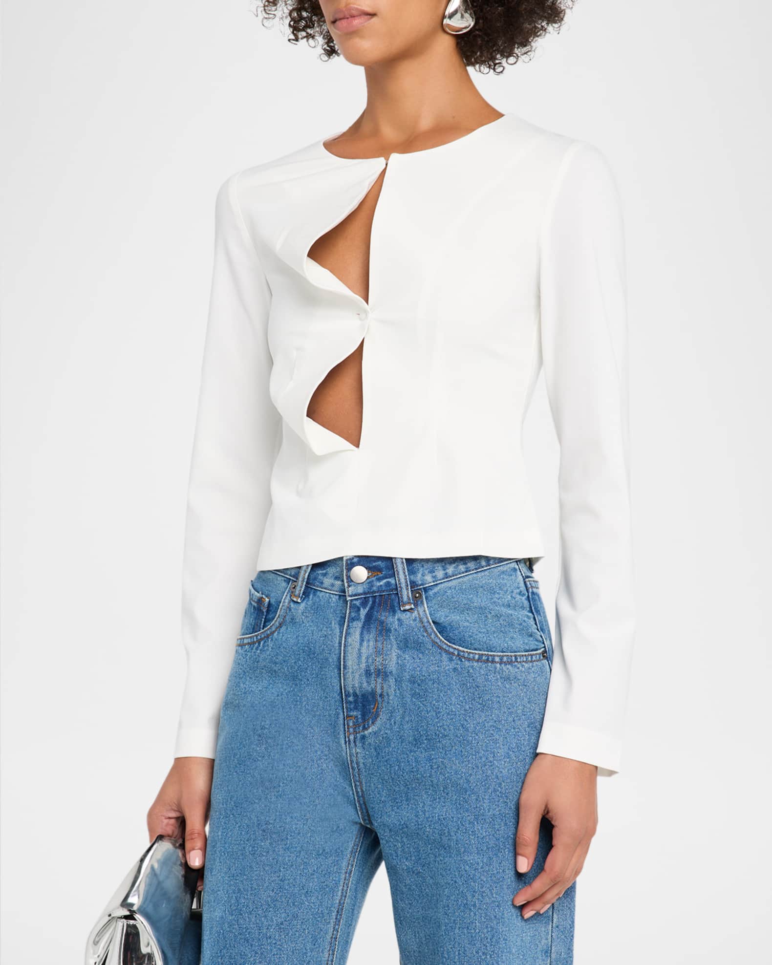 Wynn Hamlyn Esther Cut-Out Long-Sleeve Top | Neiman Marcus