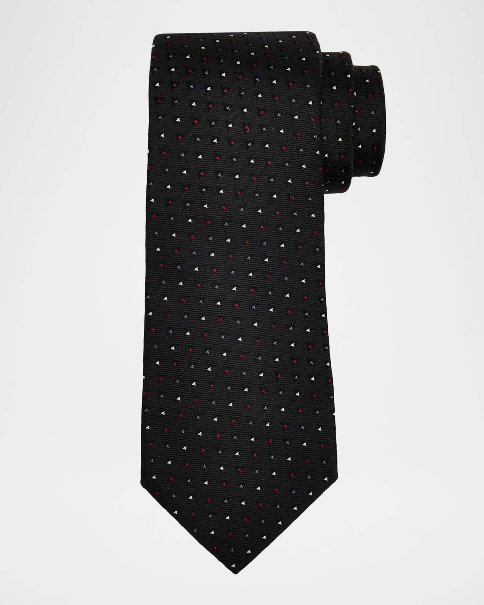 Brunello Cucinelli Men's Triangle Print Silk Tie | Neiman Marcus