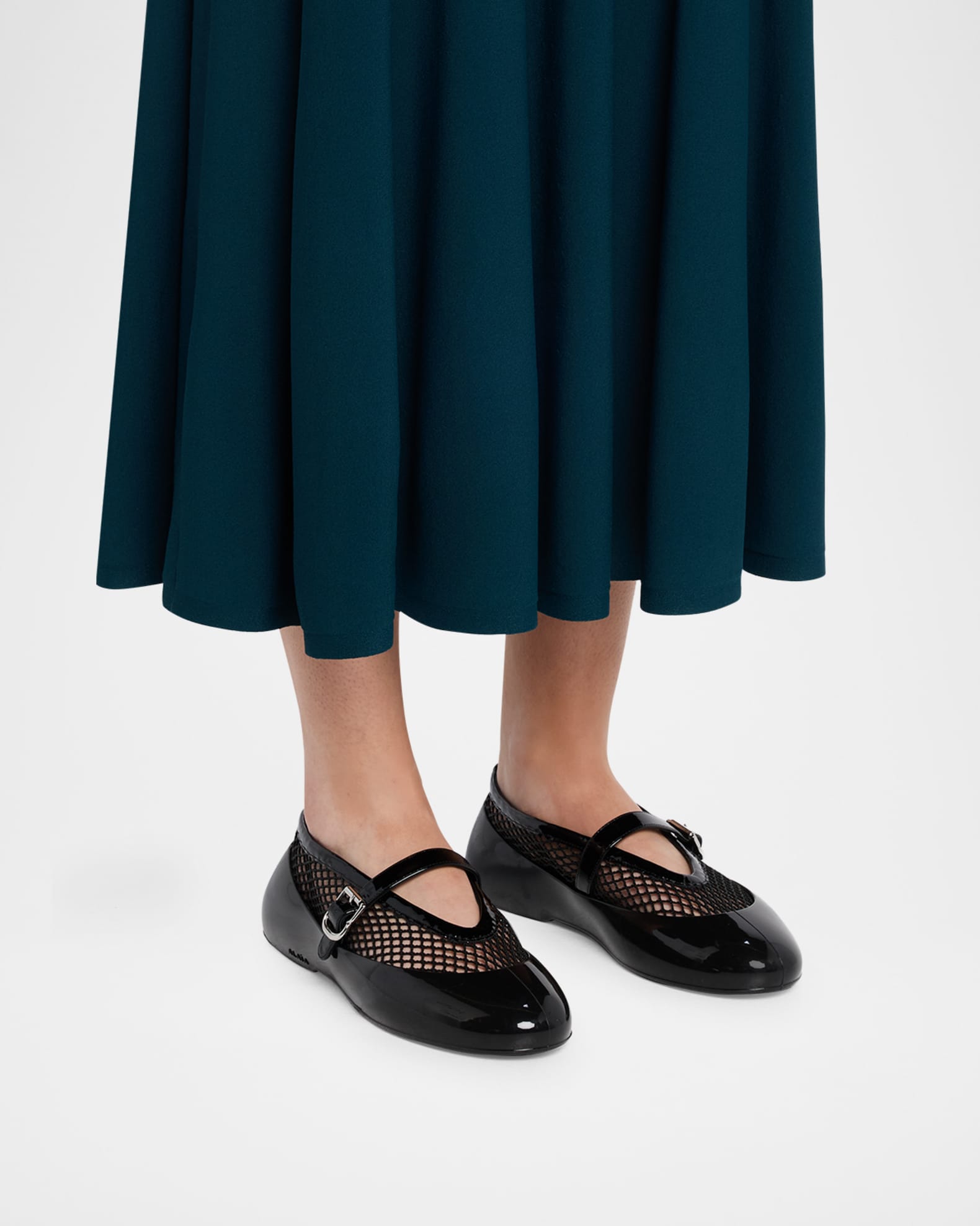 ALAIA Mesh Mary Jane Ballerina Flats | Neiman Marcus