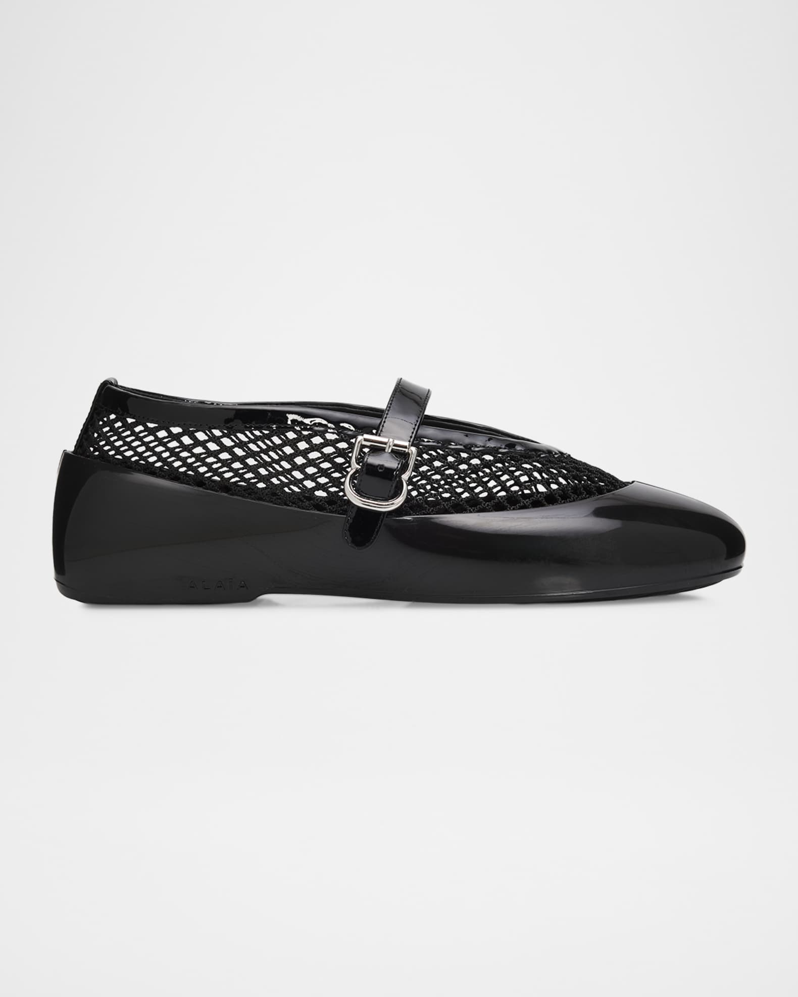 ALAIA Mesh Mary Jane Ballerina Flats | Neiman Marcus