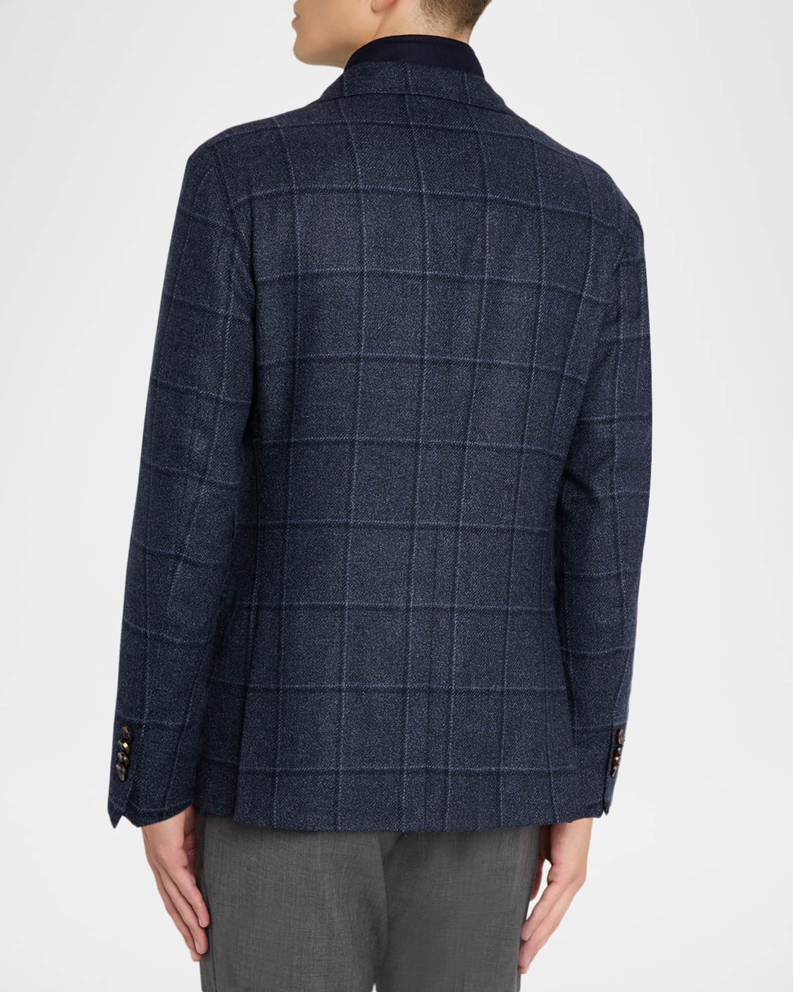 Neiman Marcus Men's Windowpane Wool and Silk Sport Coat with Zip Vest ...