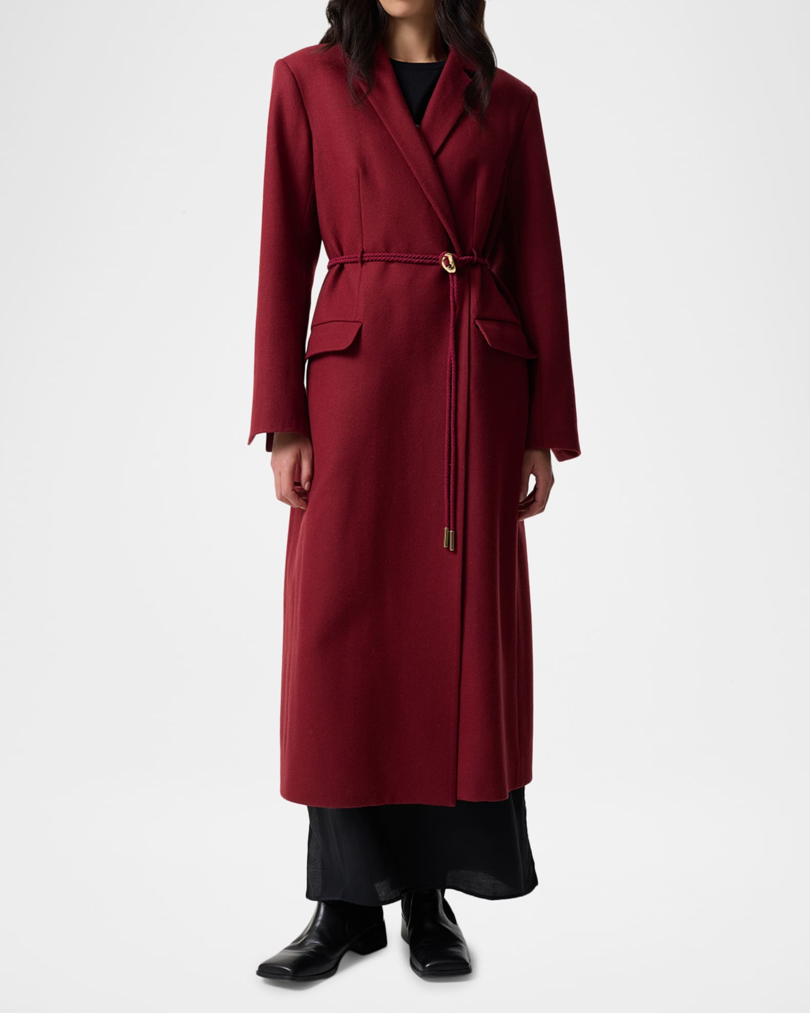 Akyn Studio Alba Tailored Long Wool Coat | Neiman Marcus