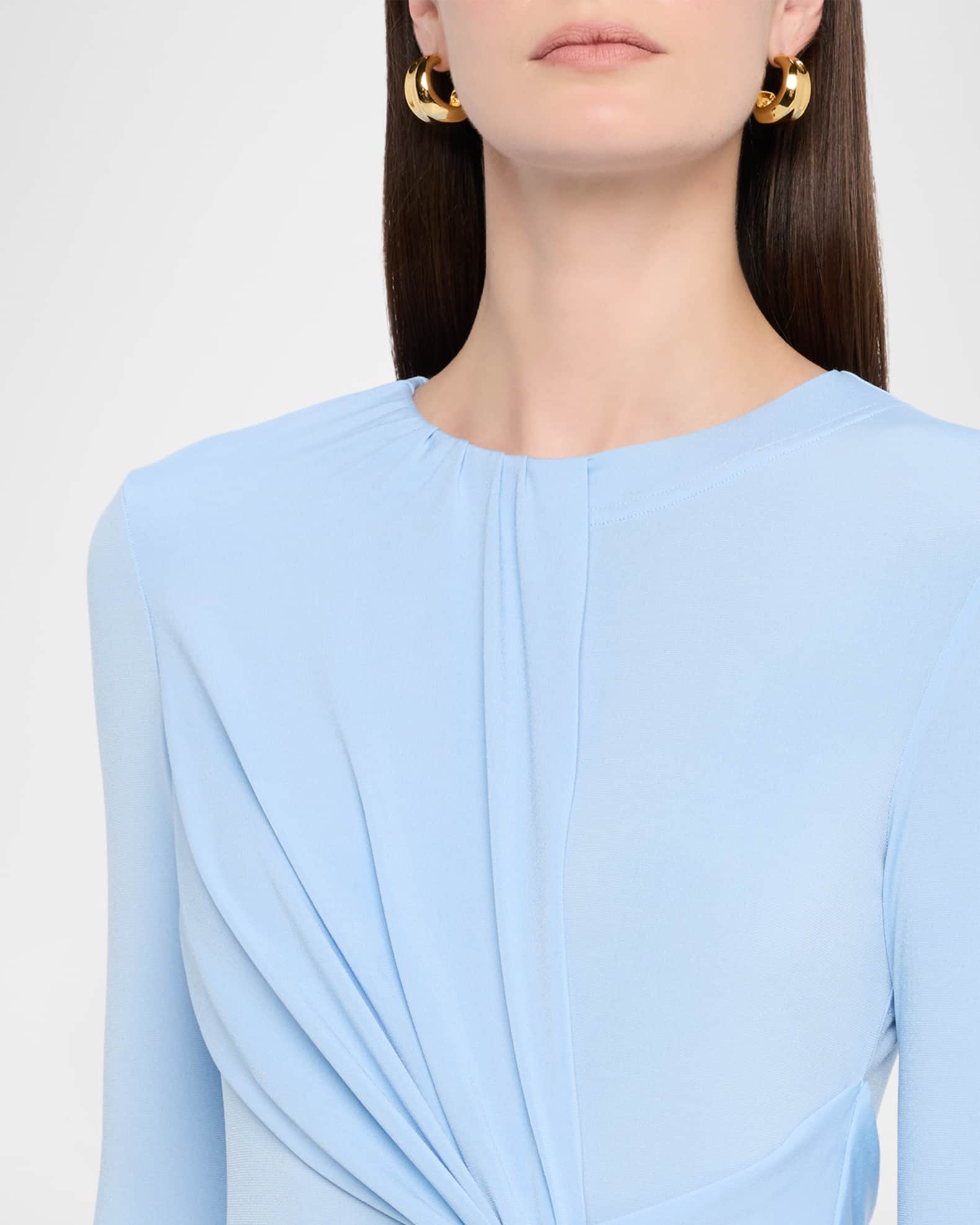 Prabal Gurung Long Sleeve Draped Sash Dress | Neiman Marcus