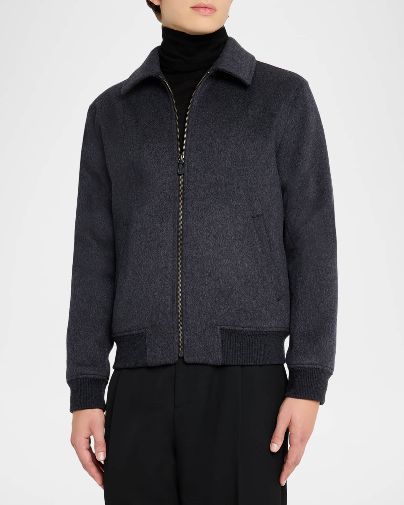 Neiman Marcus Men's Wool Full-Zip Jacket | Neiman Marcus