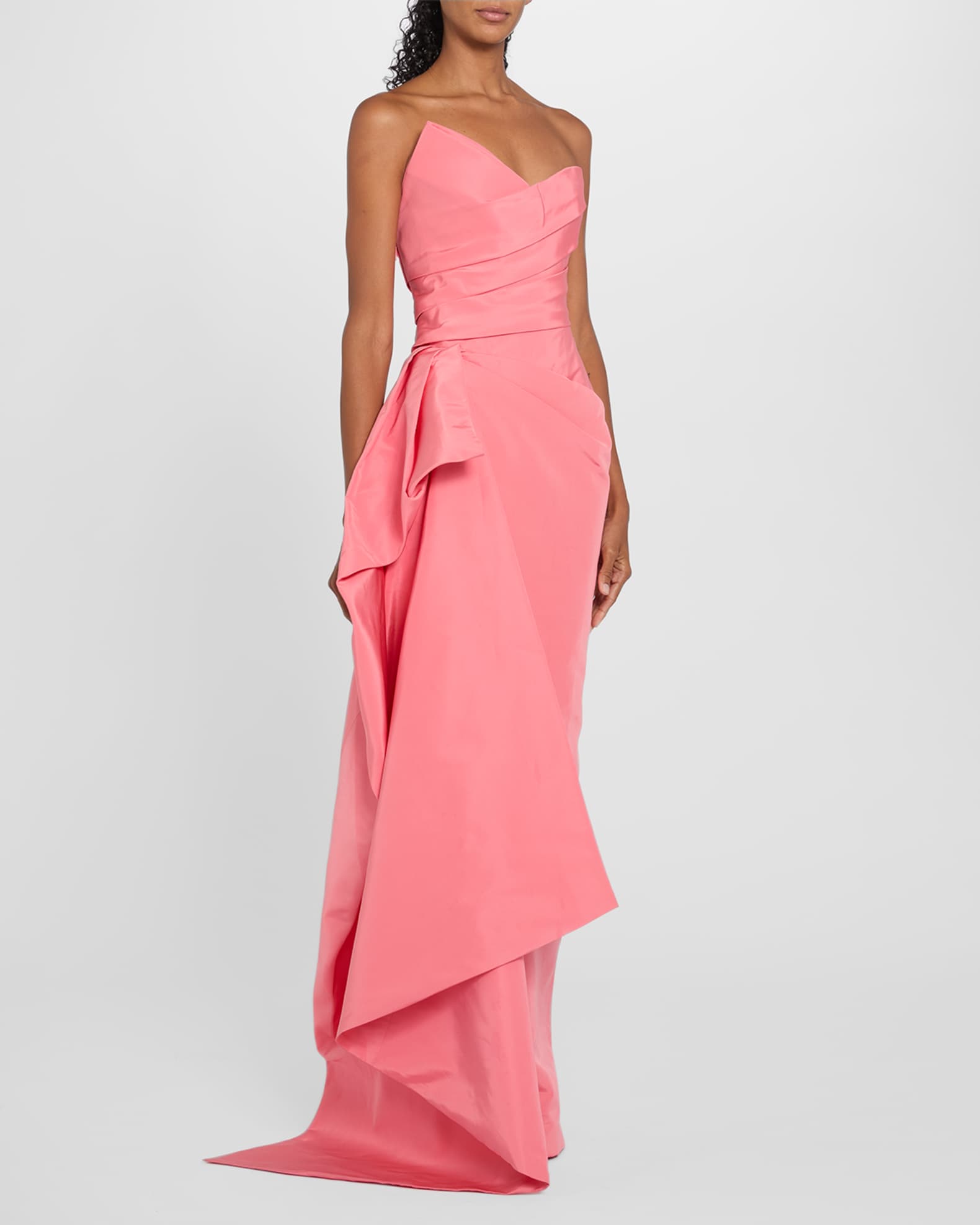 Monique Lhuillier Strapless Draped Silk Faille Gown | Neiman Marcus