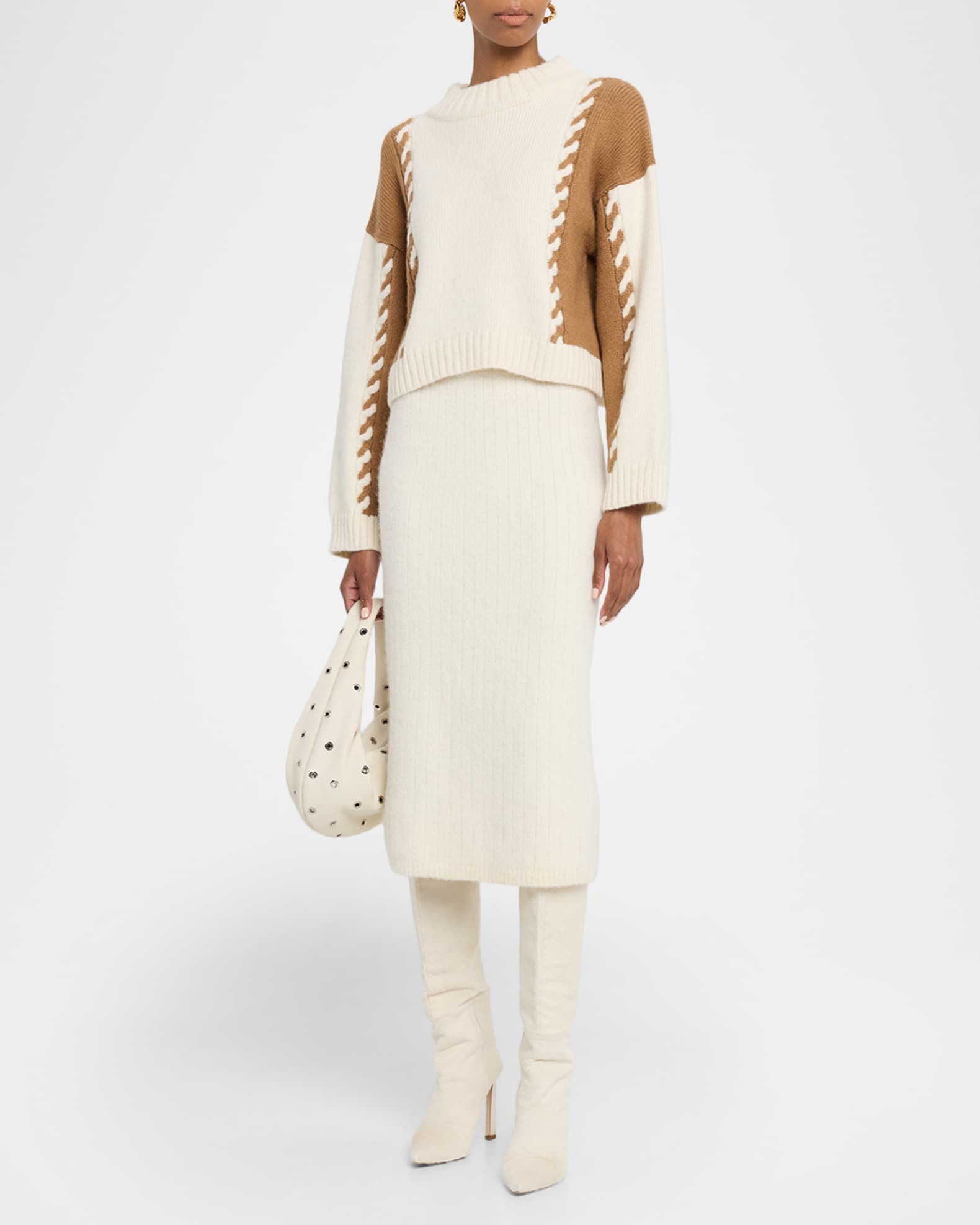 ELEVEN SIX Alexis Color-Blocked Alpaca-Blend Sweater | Neiman Marcus