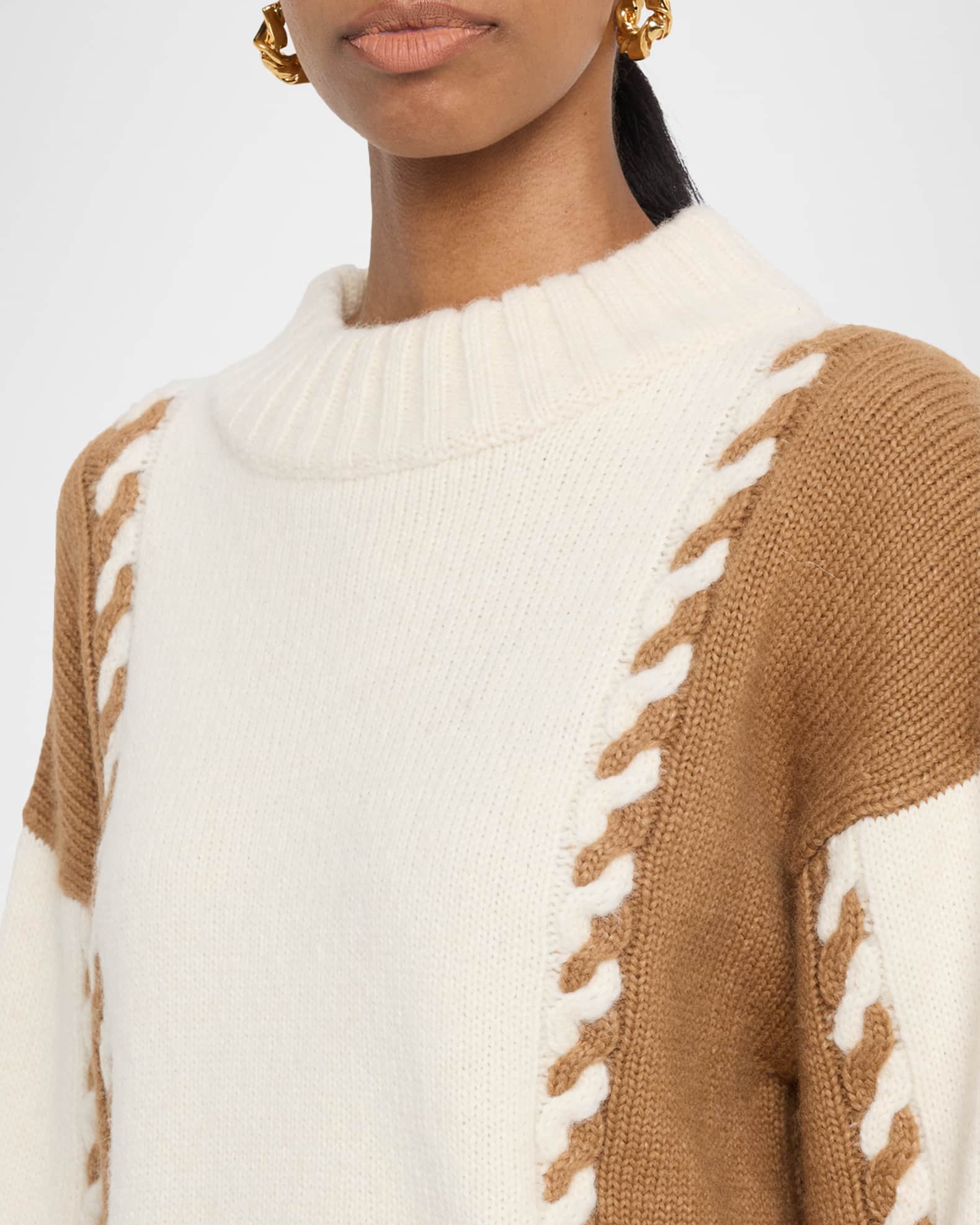 ELEVEN SIX Alexis Color-Blocked Alpaca-Blend Sweater | Neiman Marcus