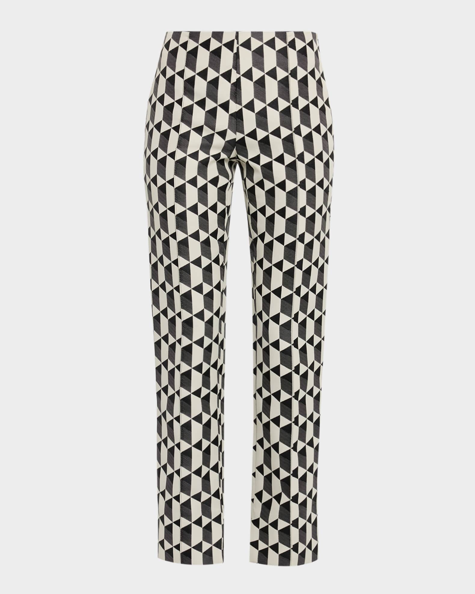 Amir Taghi Lisa Geo Jacquard Straight-Leg Split Pants | Neiman Marcus