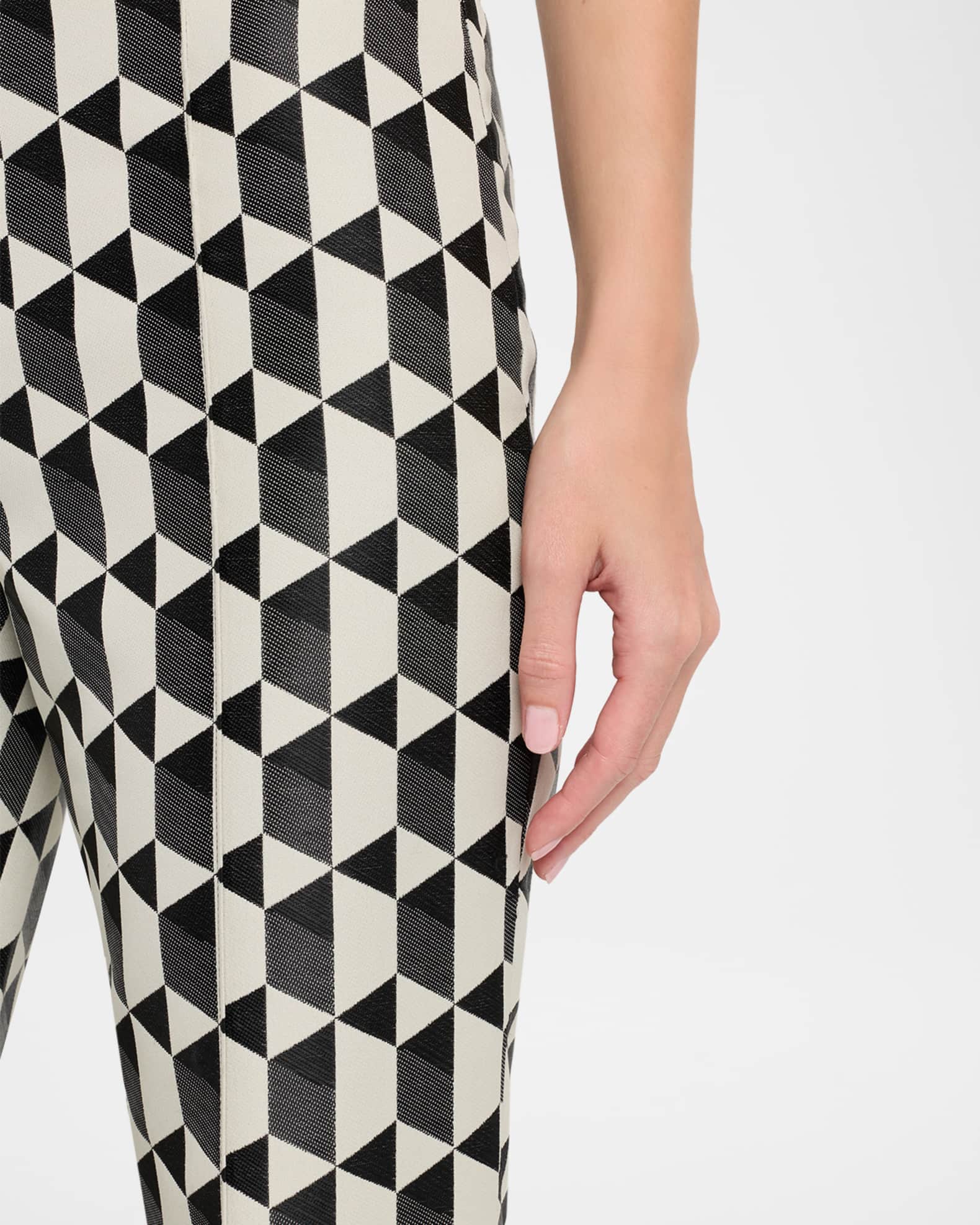 Amir Taghi Lisa Geo Jacquard Straight-Leg Split Pants | Neiman Marcus