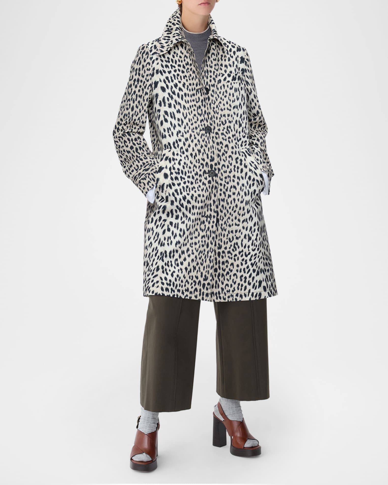 CALLAS Milano Alaine Animal-Print Car Coat | Neiman Marcus