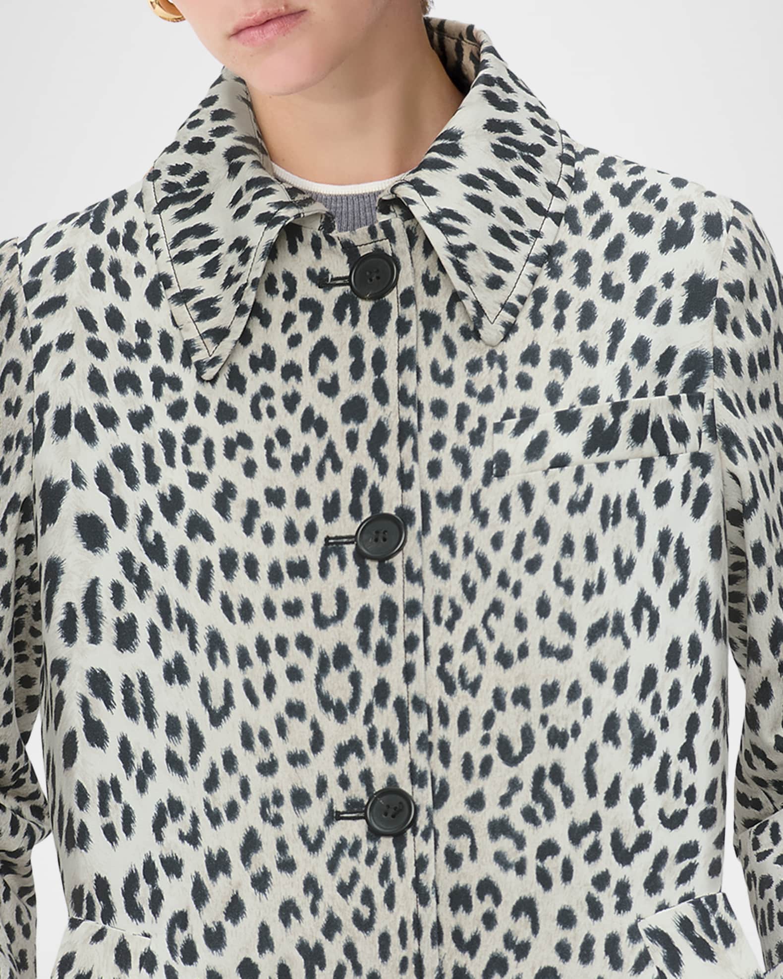 CALLAS Milano Alaine Animal-Print Car Coat | Neiman Marcus