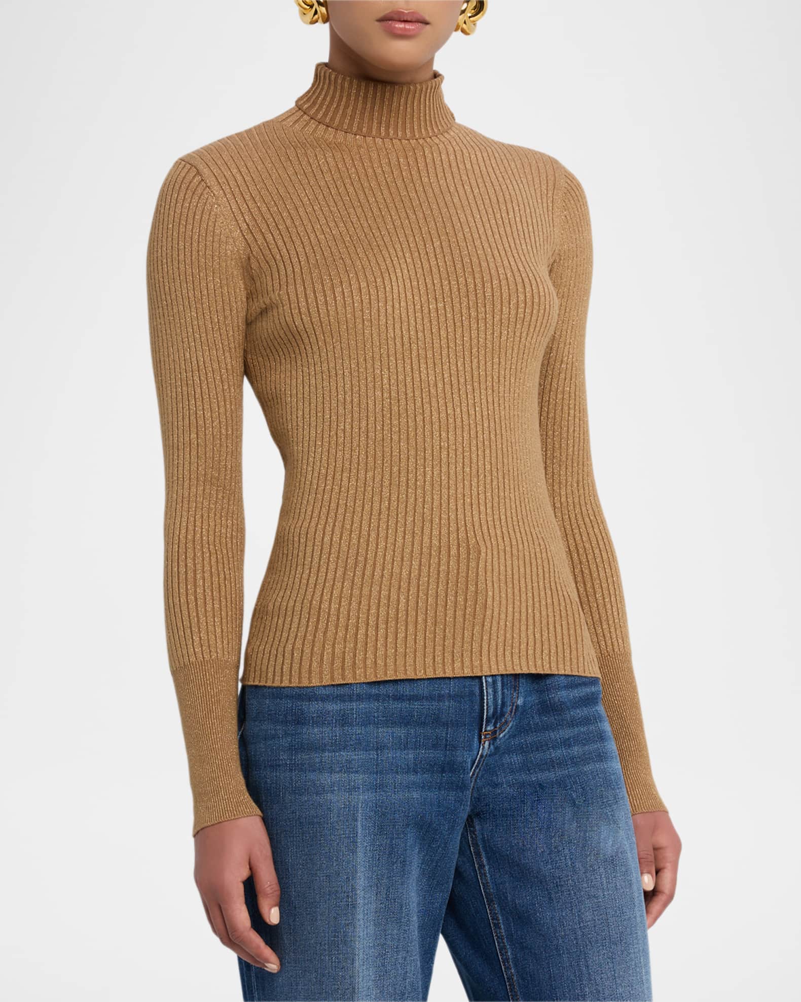 Majestic Filatures Metallic Rib Knit Turtleneck | Neiman Marcus