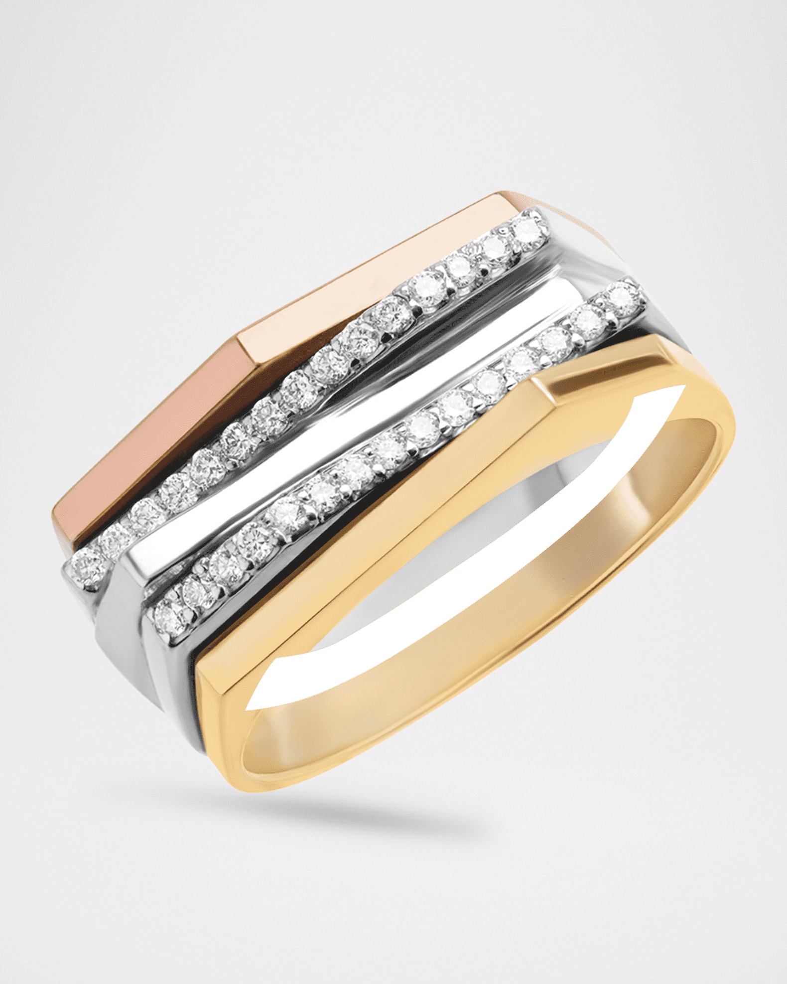 Tri Gold Geometric Diamond Ring | Neiman Marcus