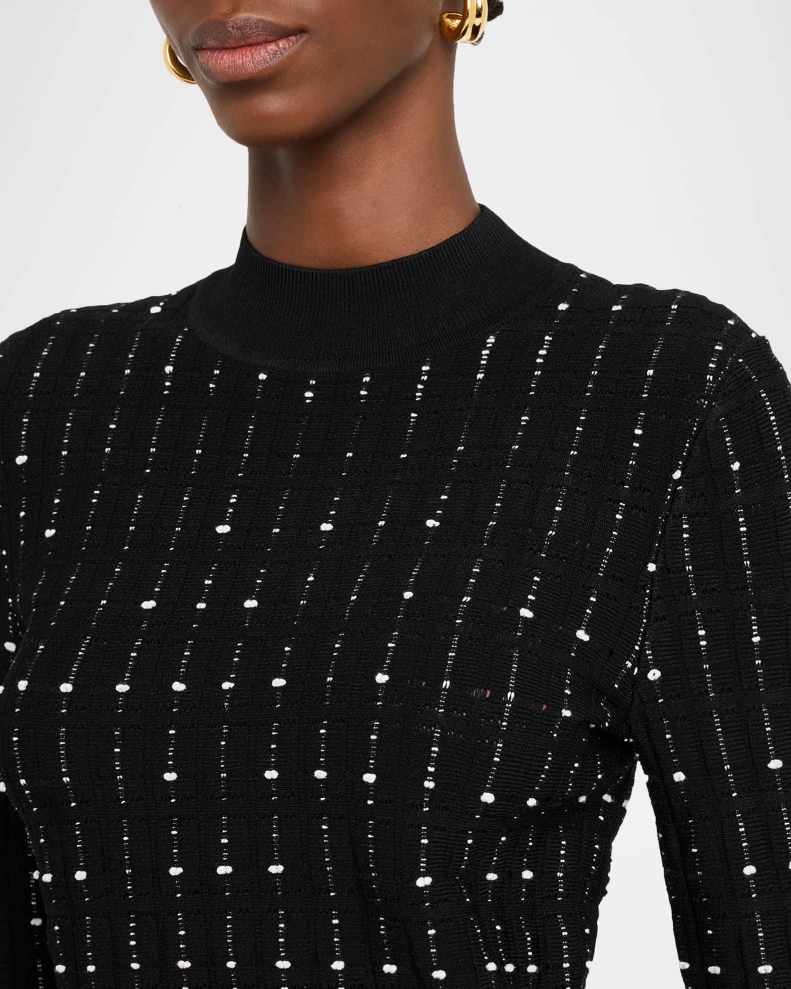 Joseph Dotted Stripe Mock-Neck Sweater | Neiman Marcus
