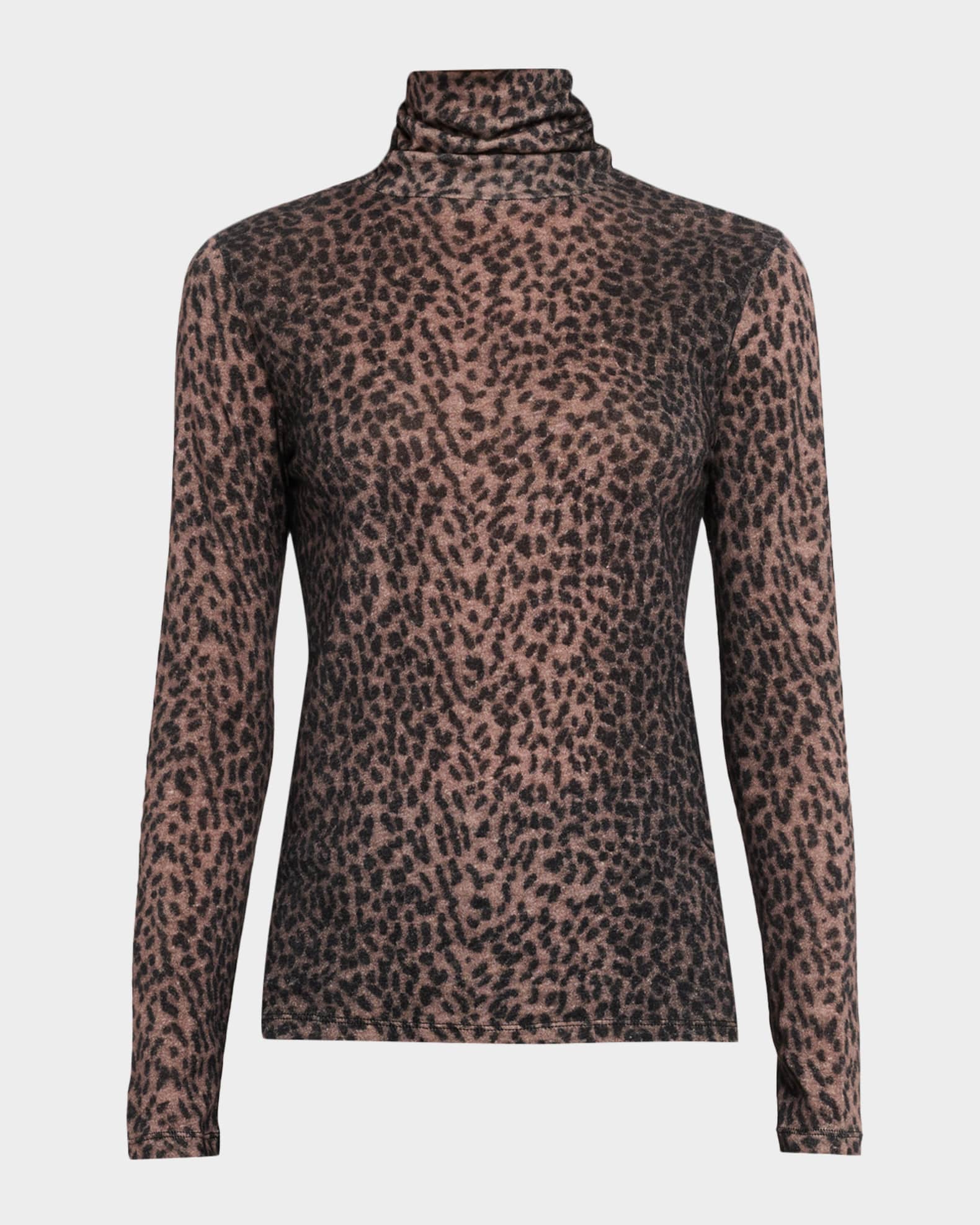 Majestic Filatures Leopard-Print Turtleneck Pullover | Neiman Marcus