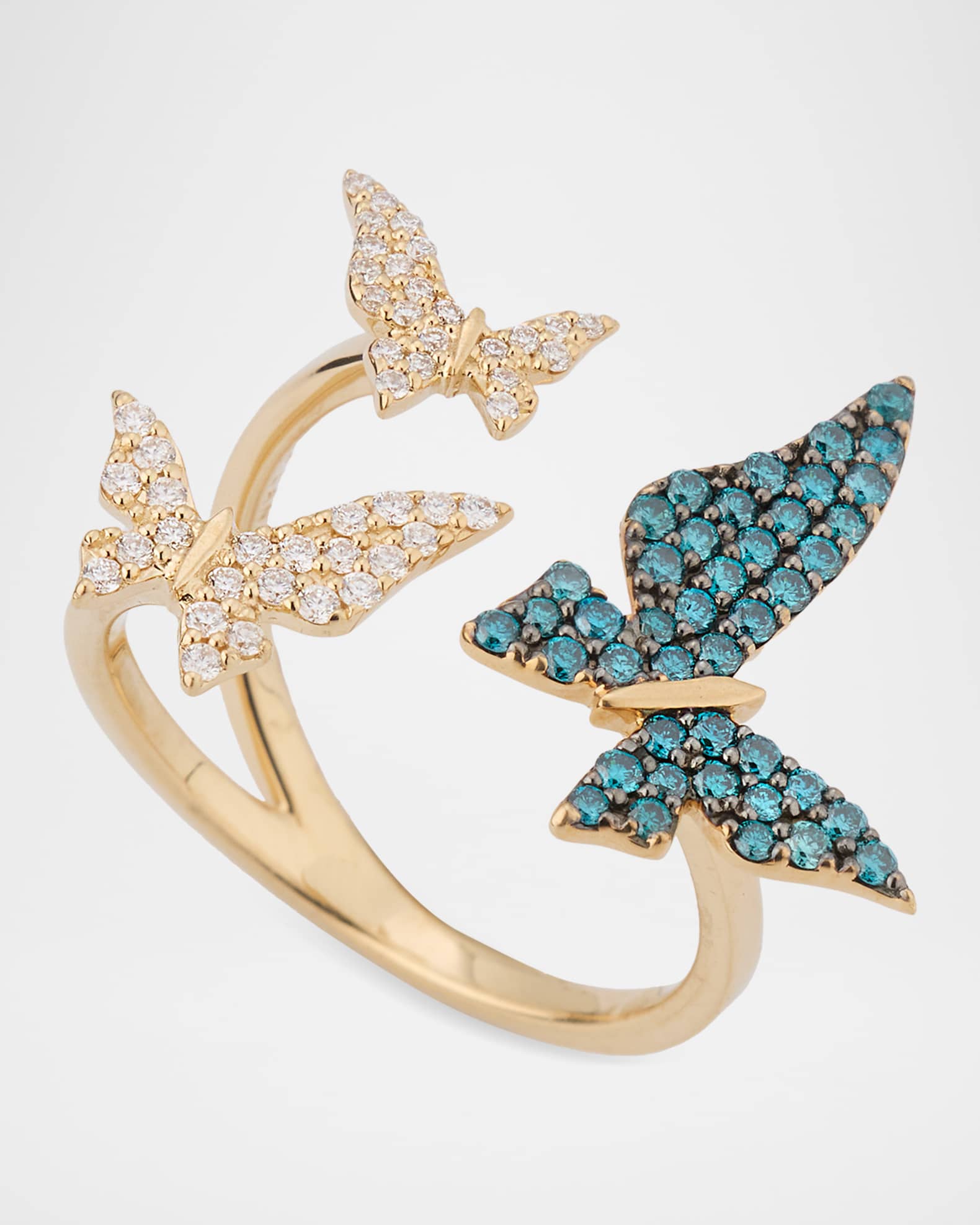 LANA Denim Blue and White Diamond Multi Butterfly Wrap Ring | Neiman Marcus