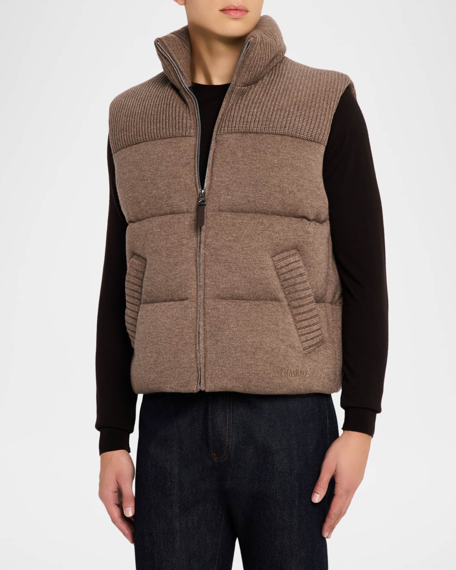 Mackage Men's Braxton Cashmere and Wool Down Vest | Neiman Marcus