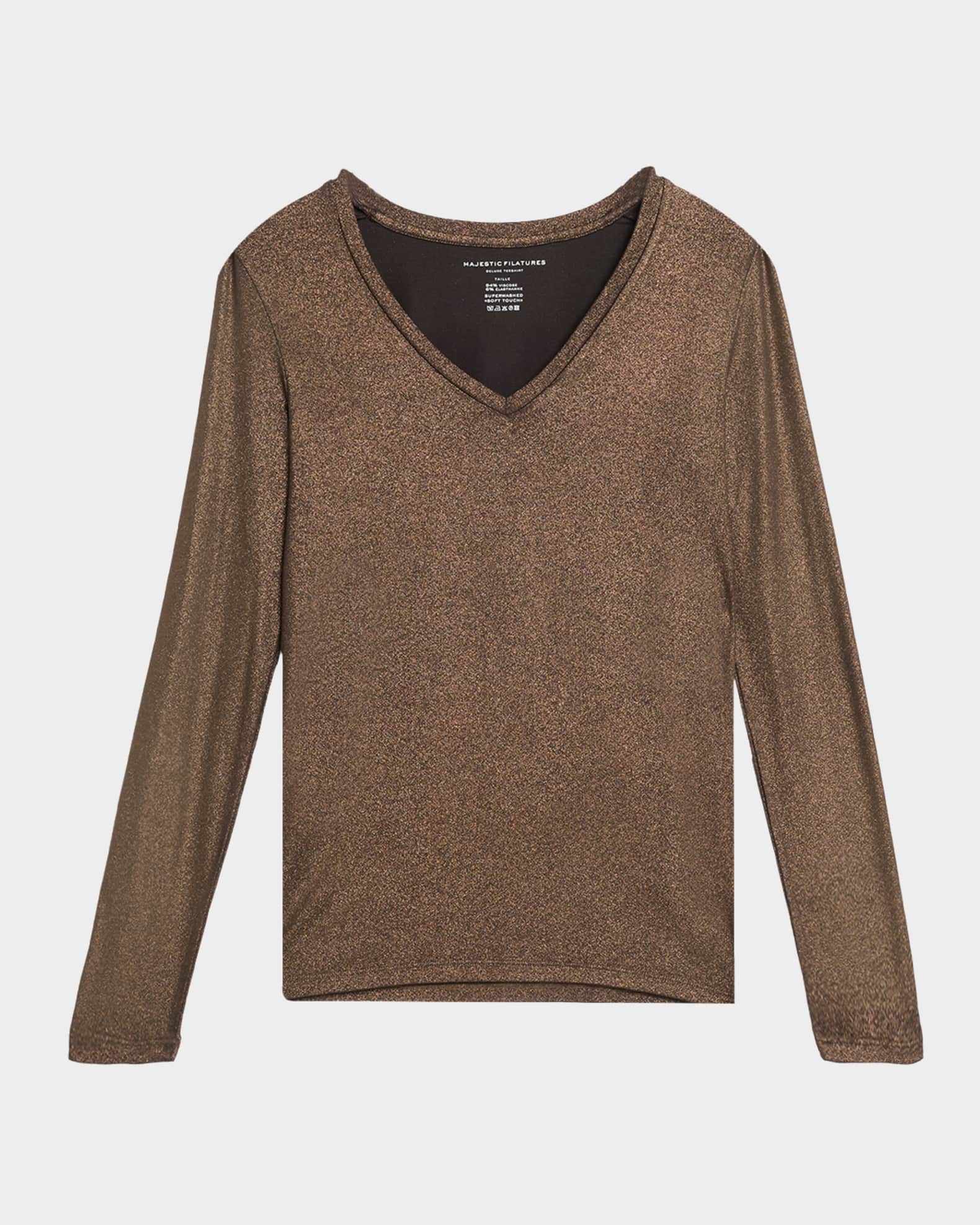 Majestic Filatures Soft Touch Metallic Knit Pullover Top | Neiman Marcus