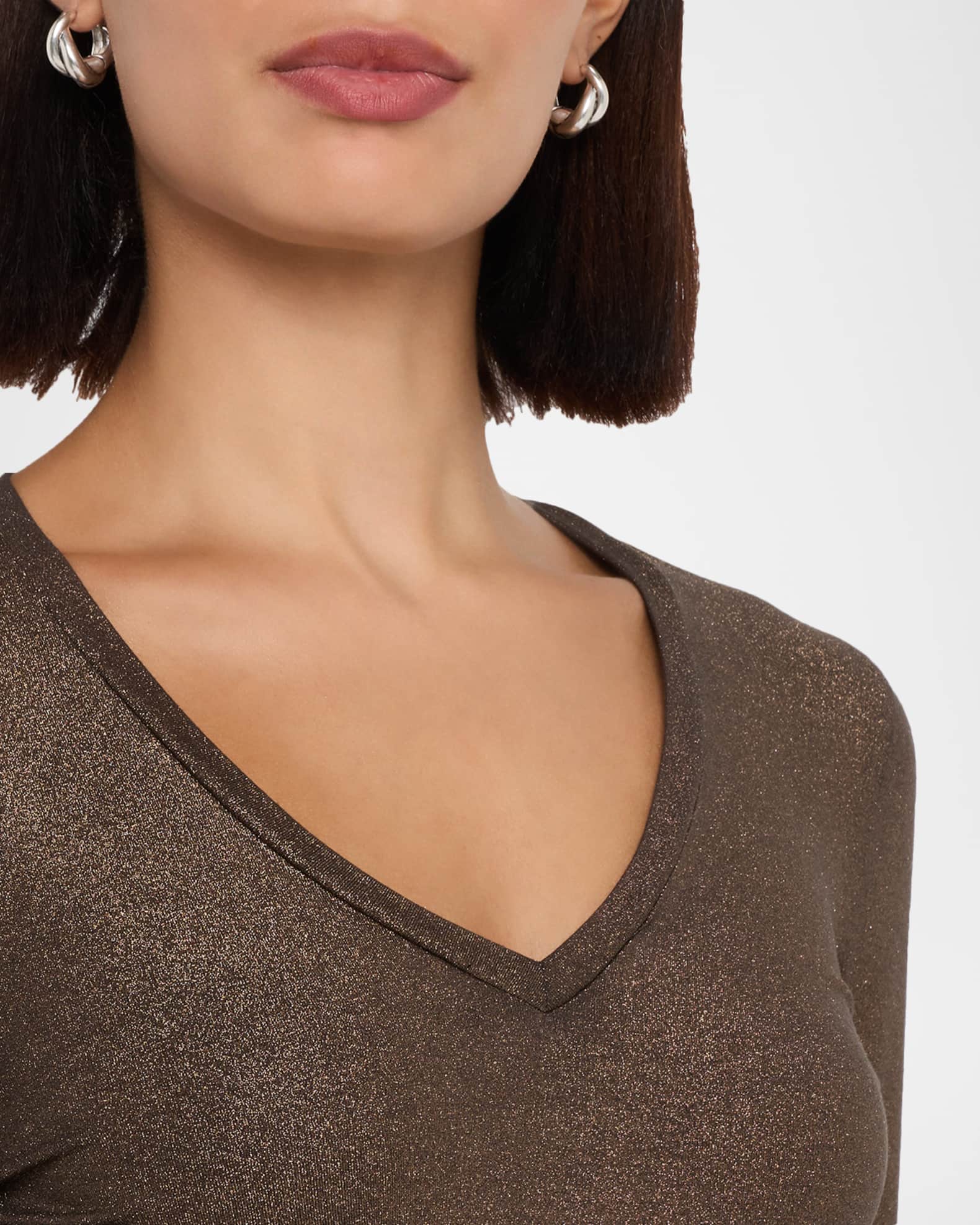 Majestic Filatures Soft Touch Metallic Knit Pullover Top | Neiman Marcus