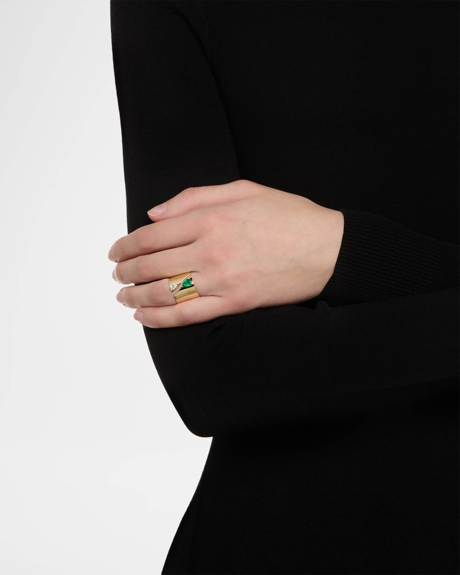LANA Green Emerald and Pear Diamond Cigar Band, Size 7 | Neiman Marcus