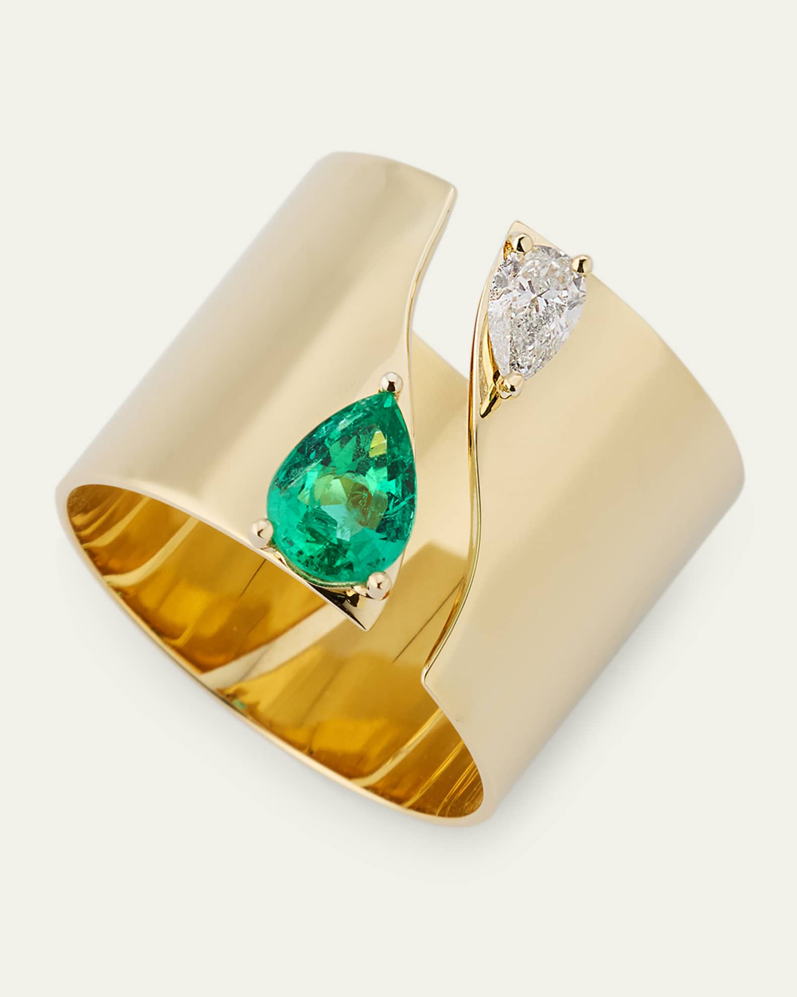 LANA Green Emerald and Pear Diamond Cigar Band, Size 7 | Neiman Marcus
