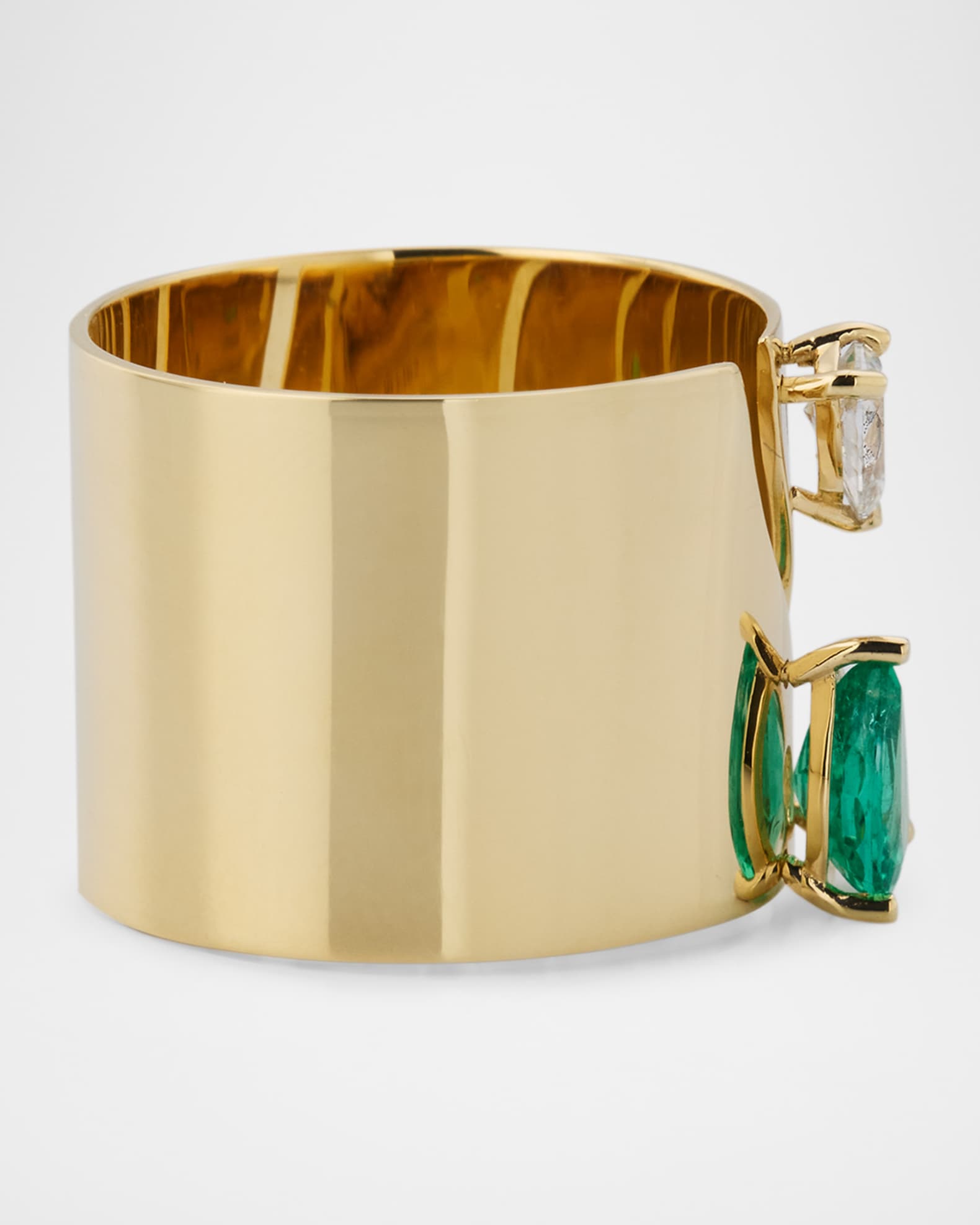 LANA Green Emerald and Pear Diamond Cigar Band, Size 7 | Neiman Marcus