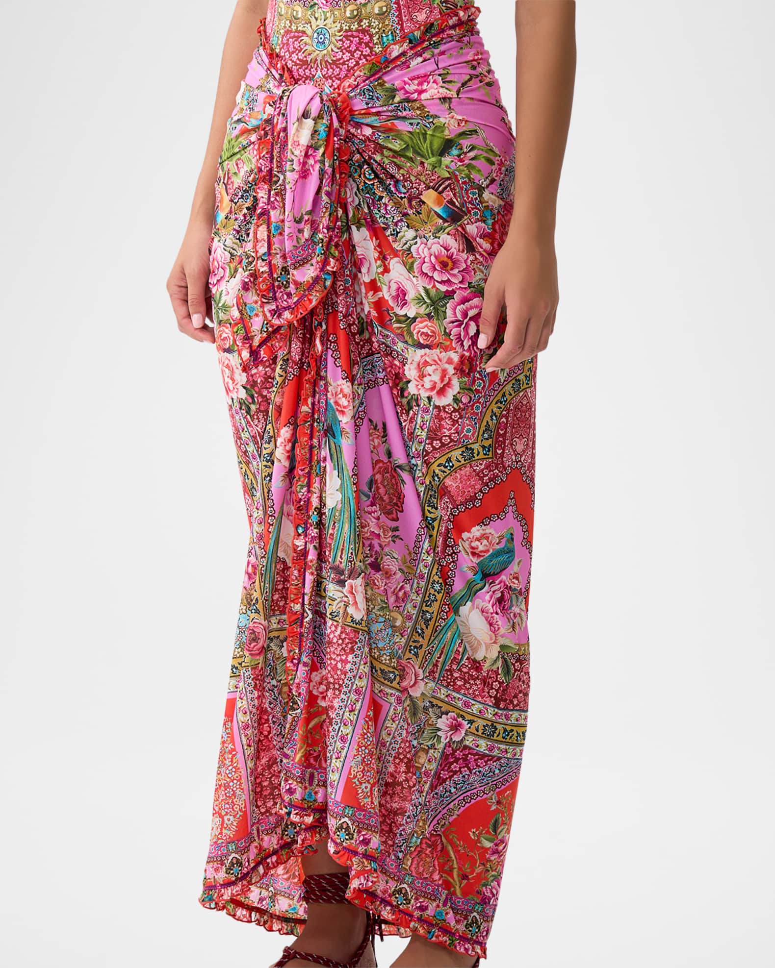 Camilla Heirloom Empire Multi Wear Long Sarong Coverup with Frill Edges ...