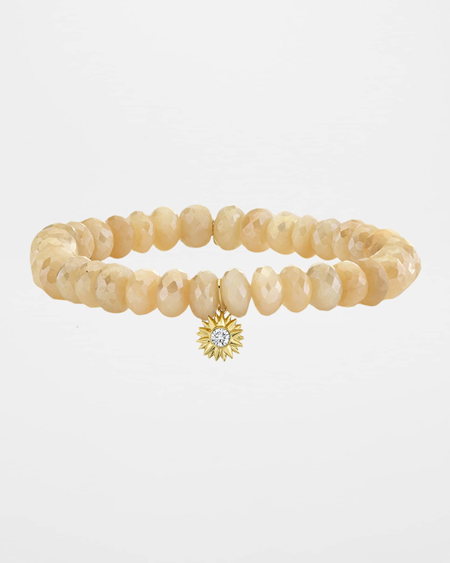 Sydney Evan 14K Gold Diamond Sunburst on Mystic Sand Moonstone Bracelet ...