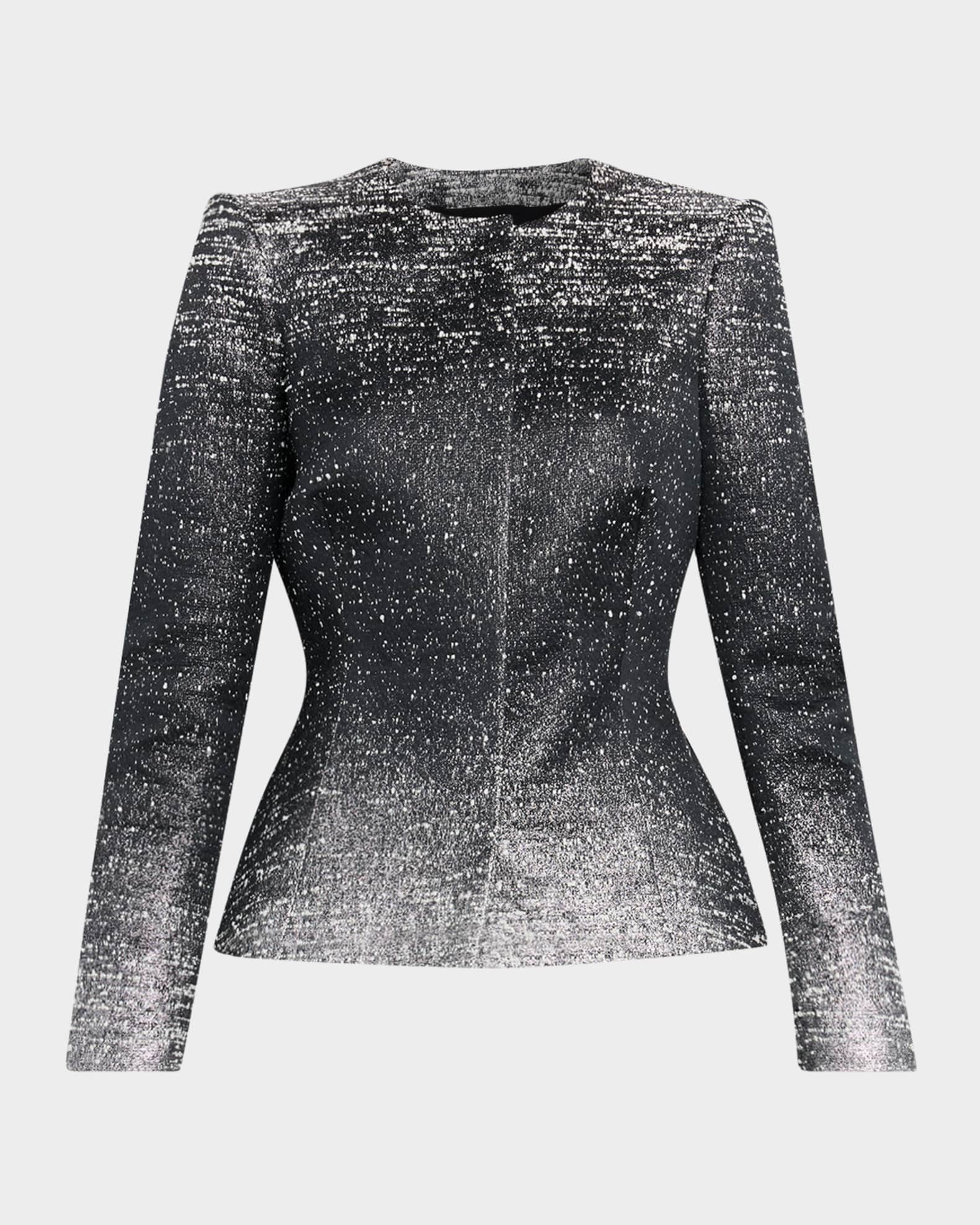 Oscar de la Renta Ombre Metallic Boucle Jacquard Single-Breasted Jacket ...