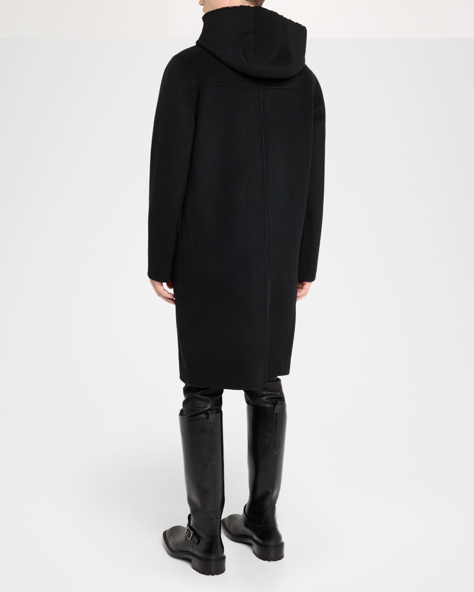 Mackage Men's Abraham Long Wool Coat with Shearling Trim | Neiman Marcus