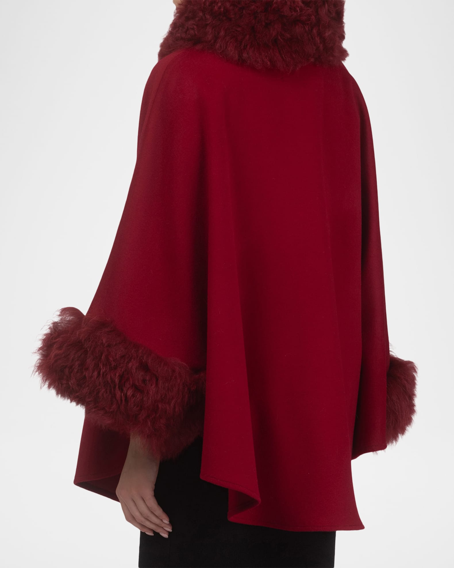 Gorski Cashmere & Wool Blend Cape with Select Lamb Shearling Trim ...