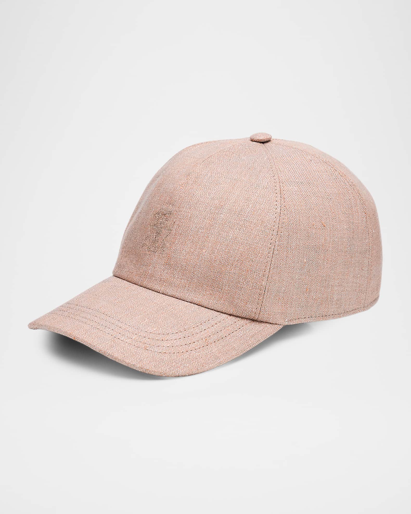 Brunello Cucinelli Linen Lurex Embroidered Logo Baseball Cap | Neiman ...