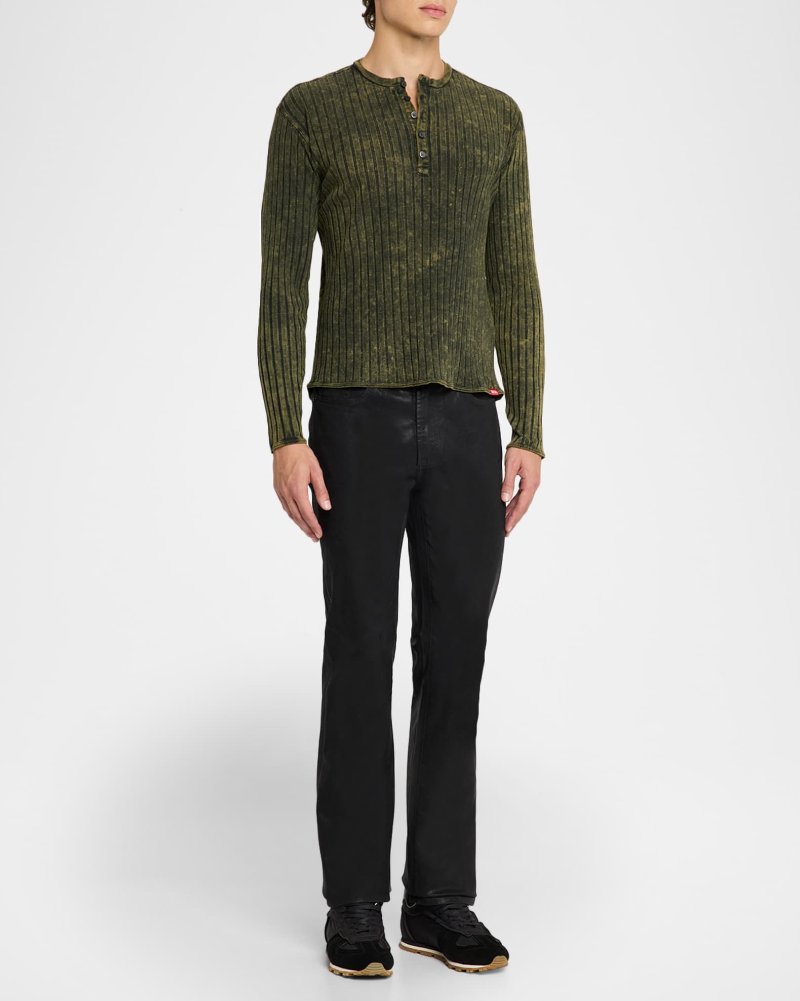 Diesel Men's T-Ally Henley Rib Long-Sleeve T-Shirt | Neiman Marcus