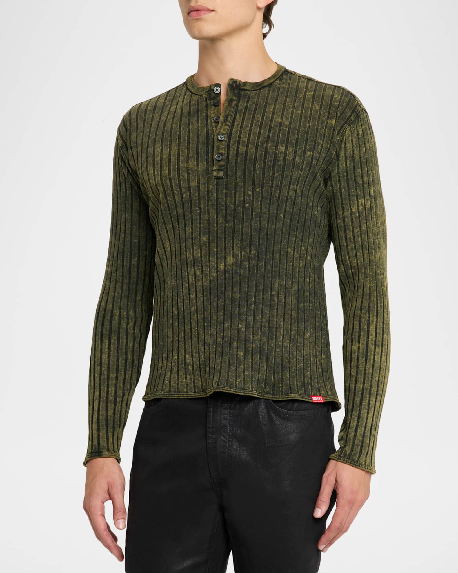 Diesel Men's T-Ally Henley Rib Long-Sleeve T-Shirt | Neiman Marcus