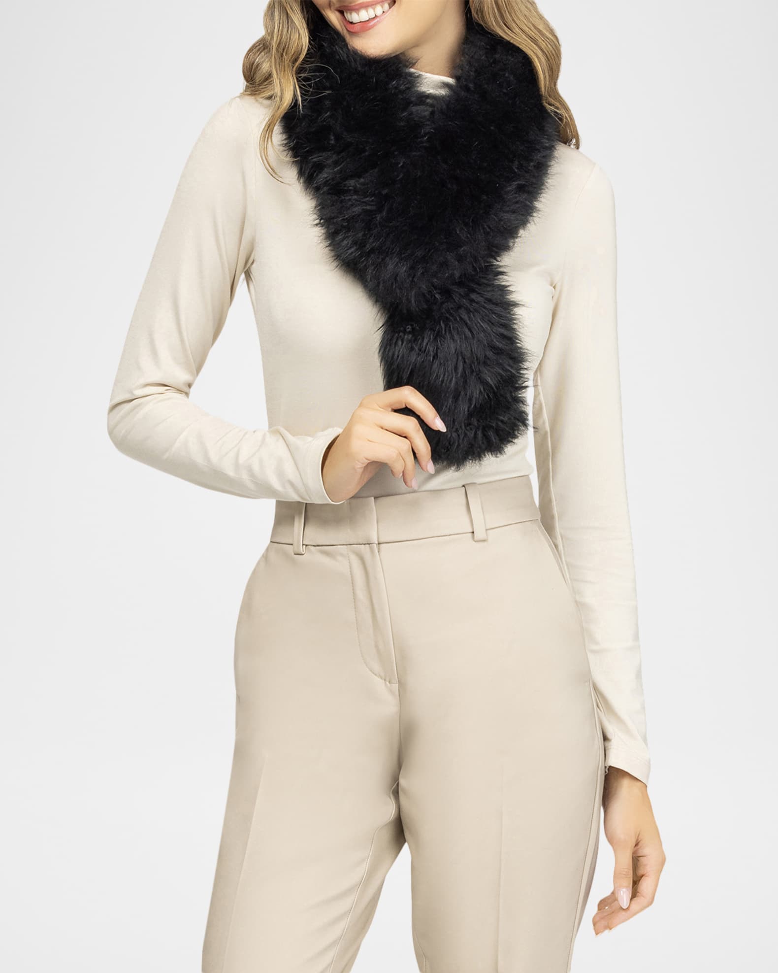 Gorski Knit Select Cashmere Goat Pull-Through Scarf | Neiman Marcus