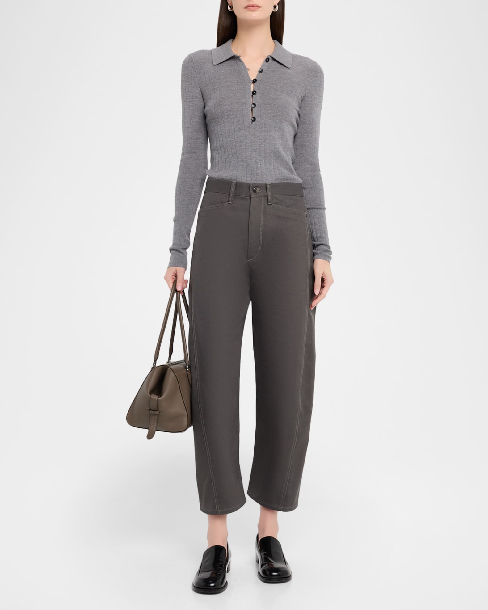 MARIA MCMANUS Cropped Bow-Leg Jeans | Neiman Marcus