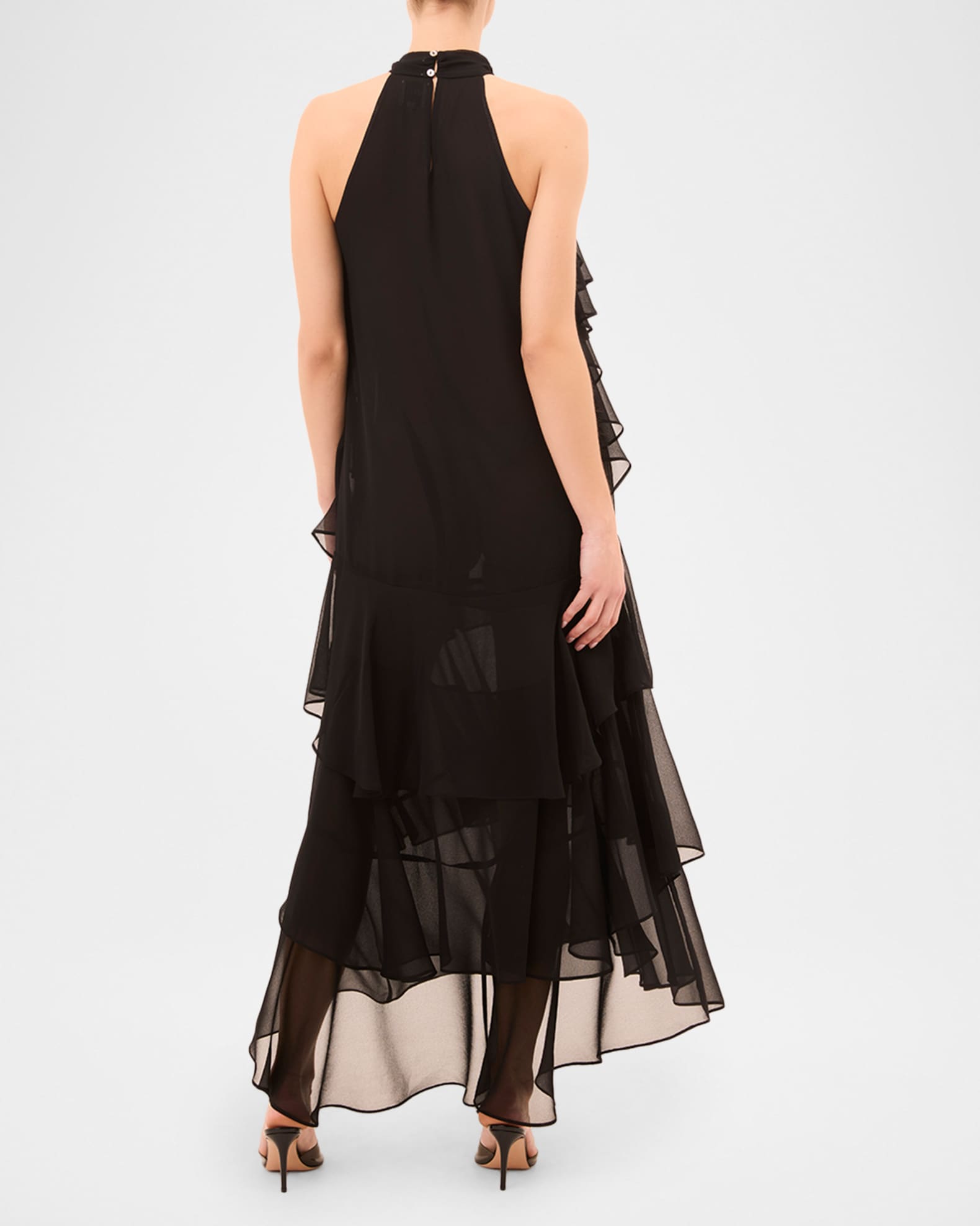 MISA Los Angeles Calissa Ruffled Chiffon High-Low Dress | Neiman Marcus